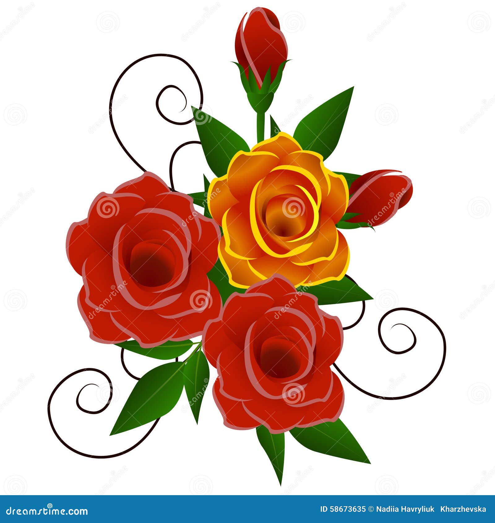 Bouquet des roses illustration de vecteur. Illustration du conception ...