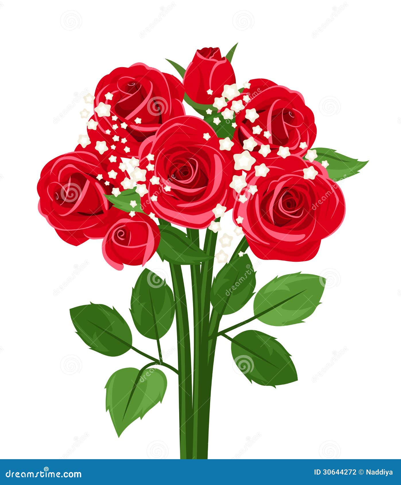 Bouquet des roses rouges. illustration de vecteur. Illustration du ...