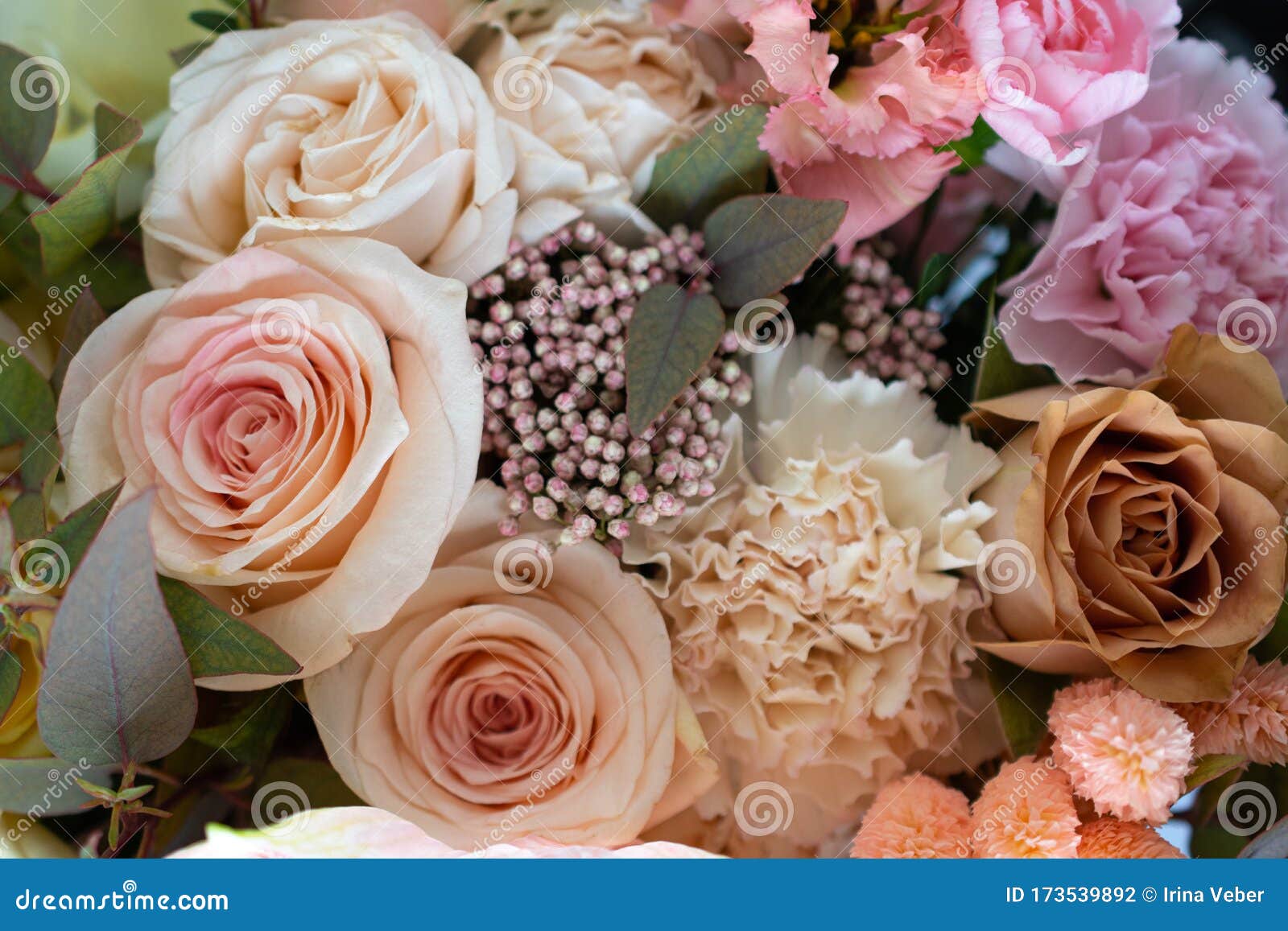Bouquet of Different Flowers. View from Above Stock Photo - Image of ...