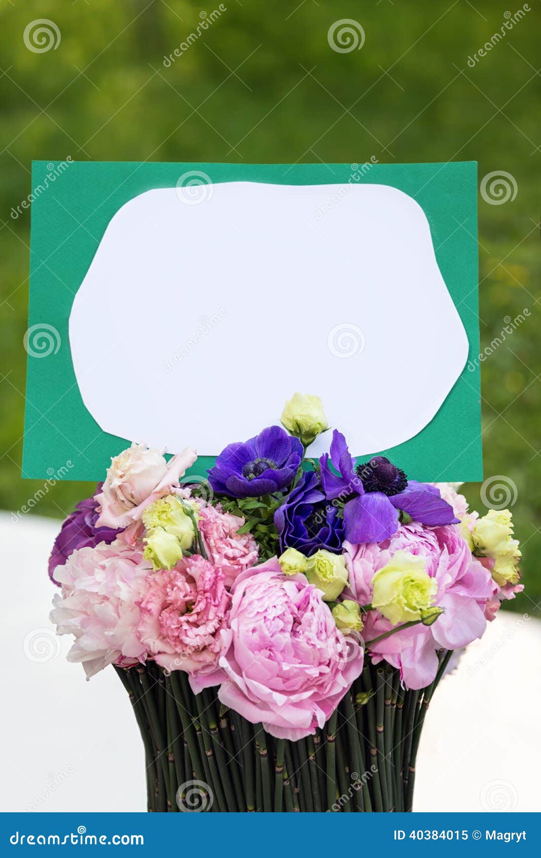 Bouquet and Empty Greetings Card Stock Image - Image of blue ...