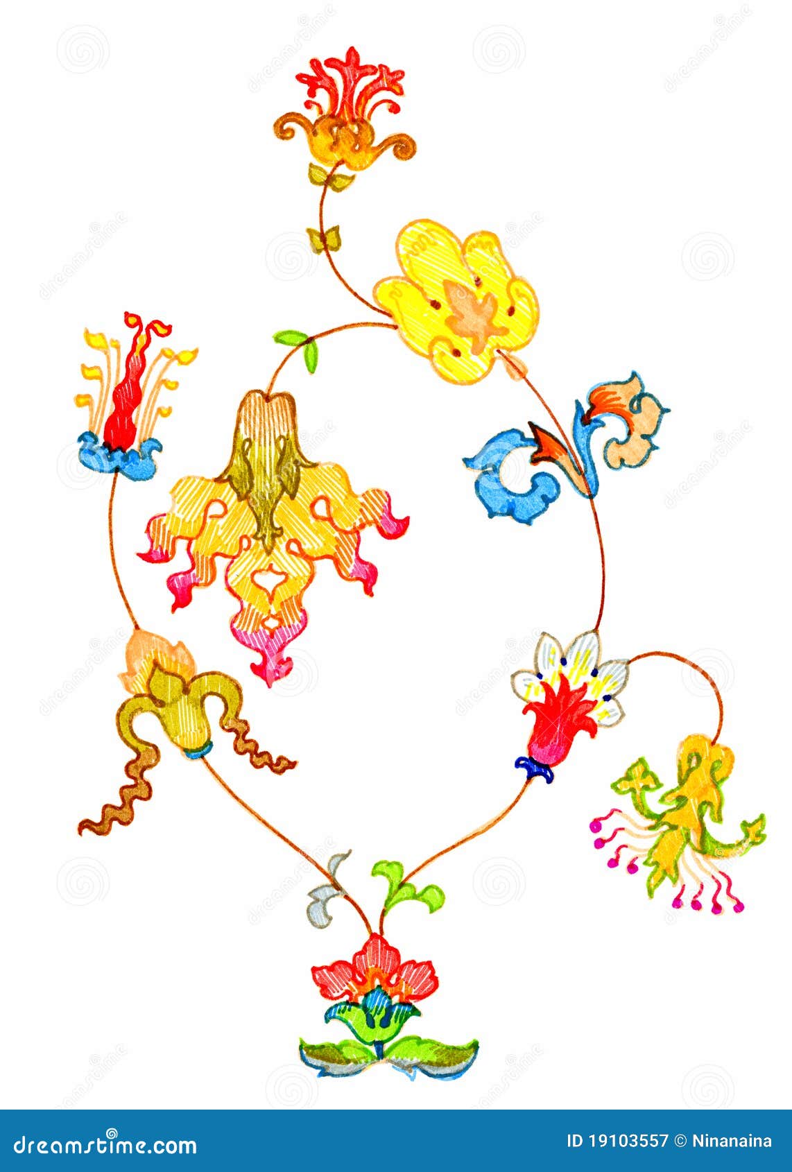 Bouquet of fancy flowers stock illustration. Illustration of painted ...