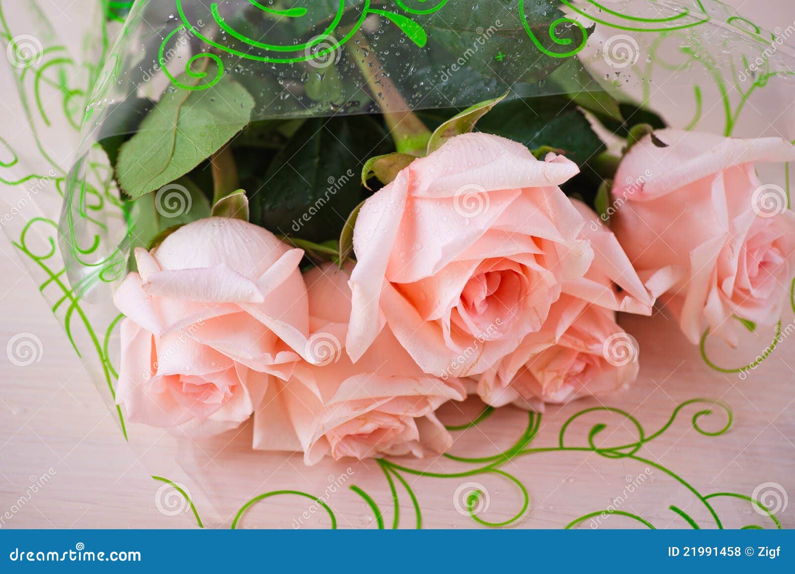 Bouquet Five Pink Roses Background Stock Photo - Image of elegance ...