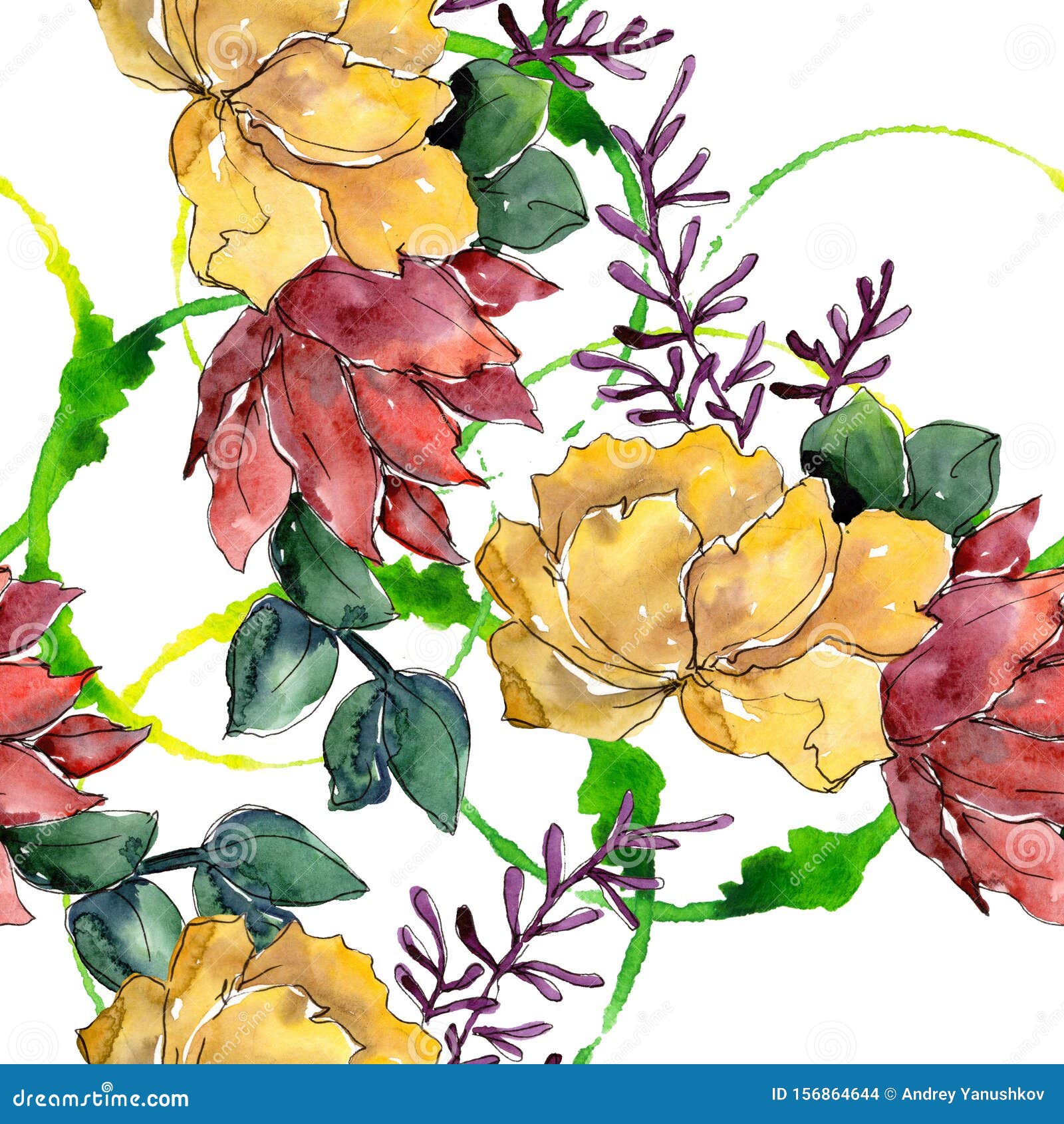 Bouquet Floral Botanical Flowers Watercolor Background Illustration