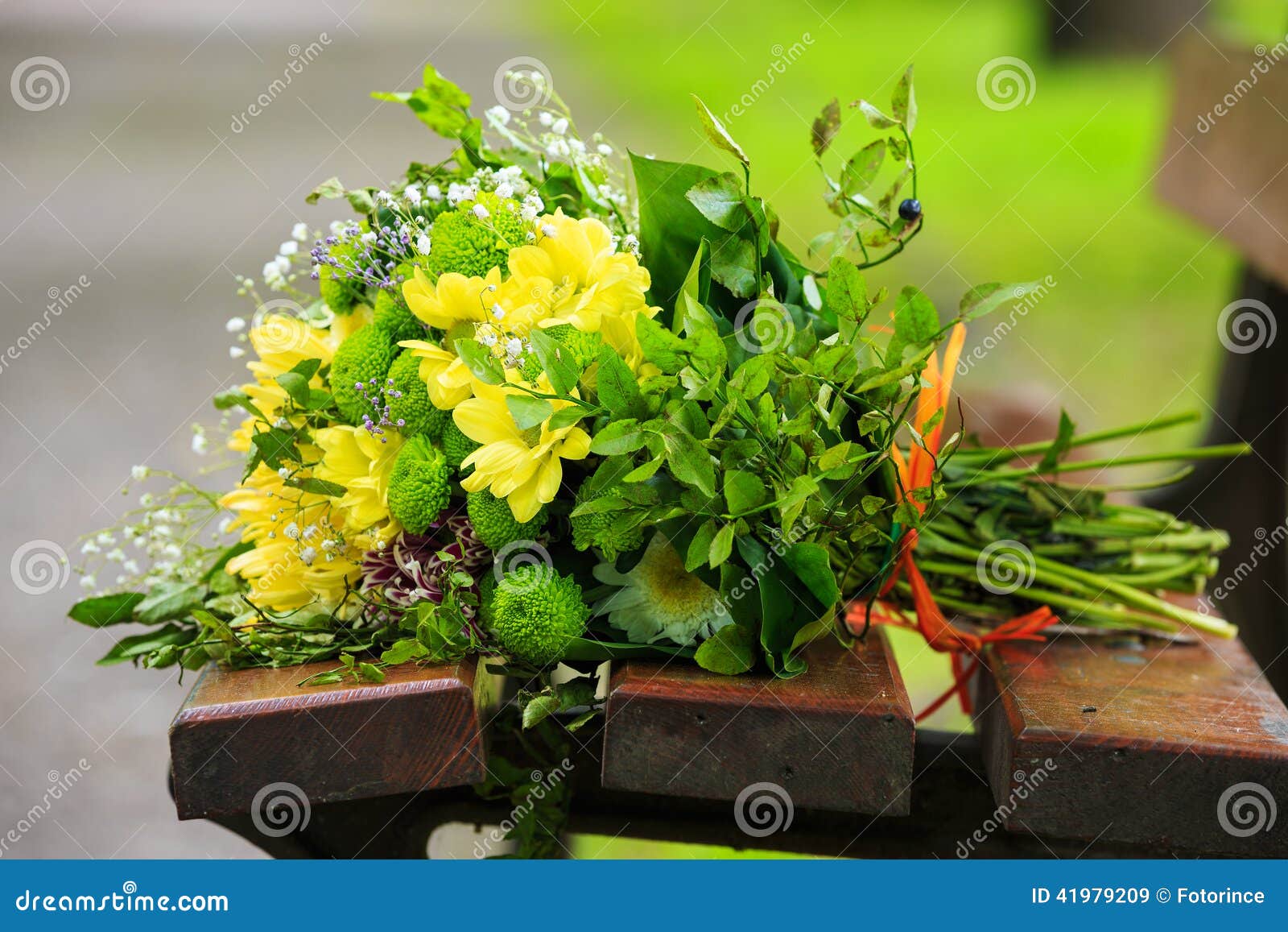 Bouquet of Flowers on a Bench Stock Image - Image of nosegay, flowers ...