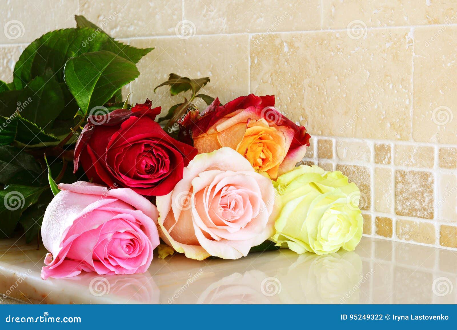 Bouquet of Flowers from Multi-colored Roses. Stock Photo - Image of ...