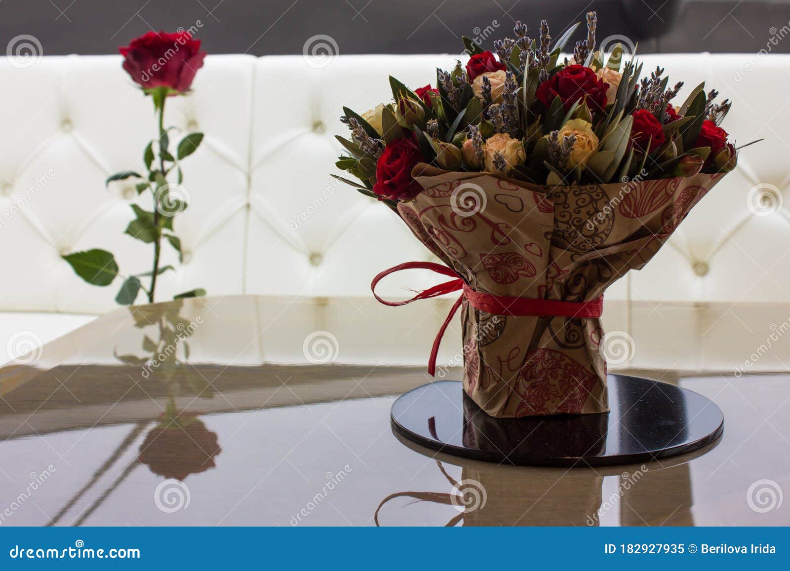 A Bouquet of Flowers from Roses, a Separate Red Rose Stock Image ...