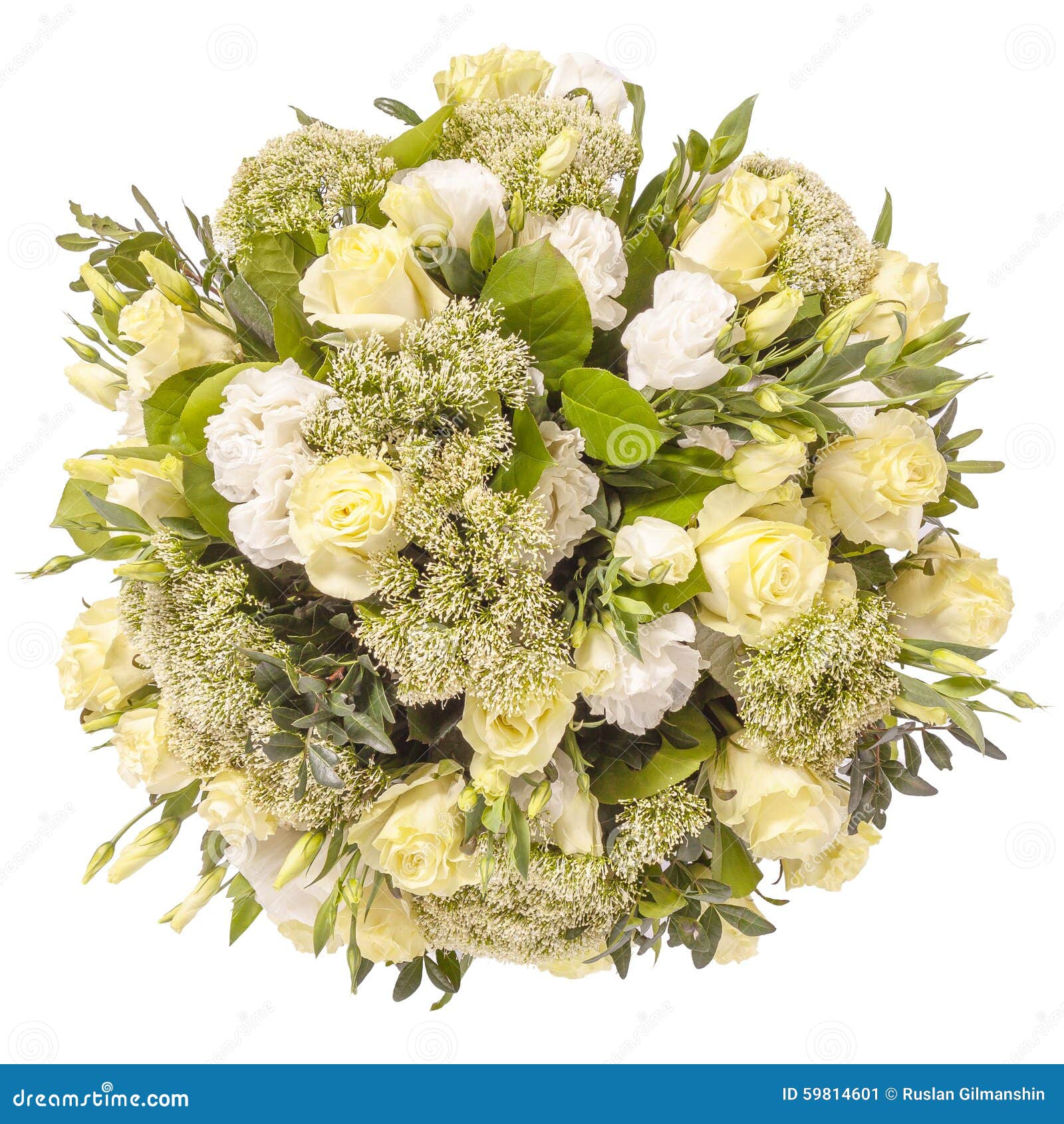 Bouquet of Flowers Top View Isolated on White Stock Image - Image of ...
