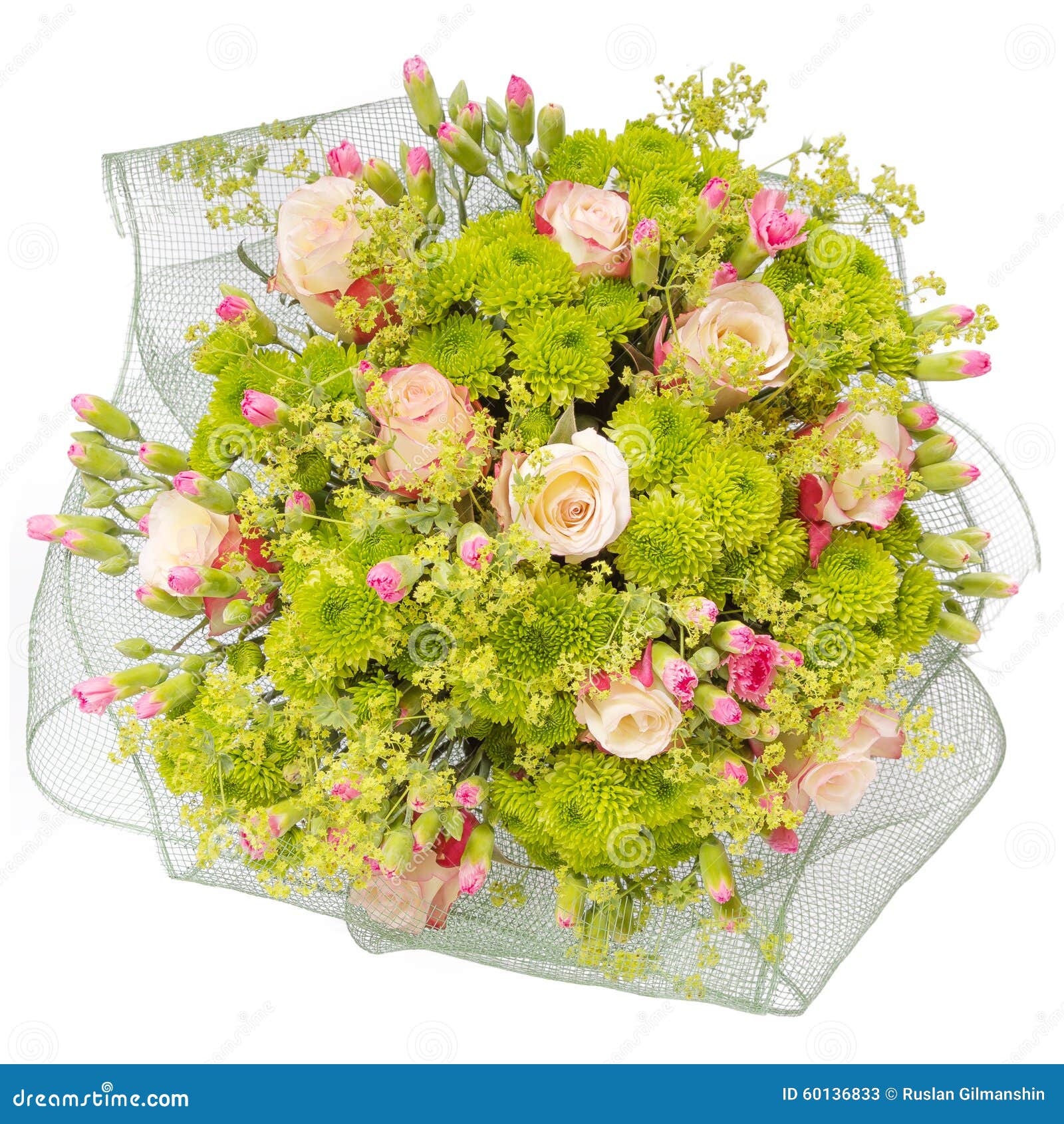 Bouquet of Flowers Top View Isolated on White Stock Image - Image of ...