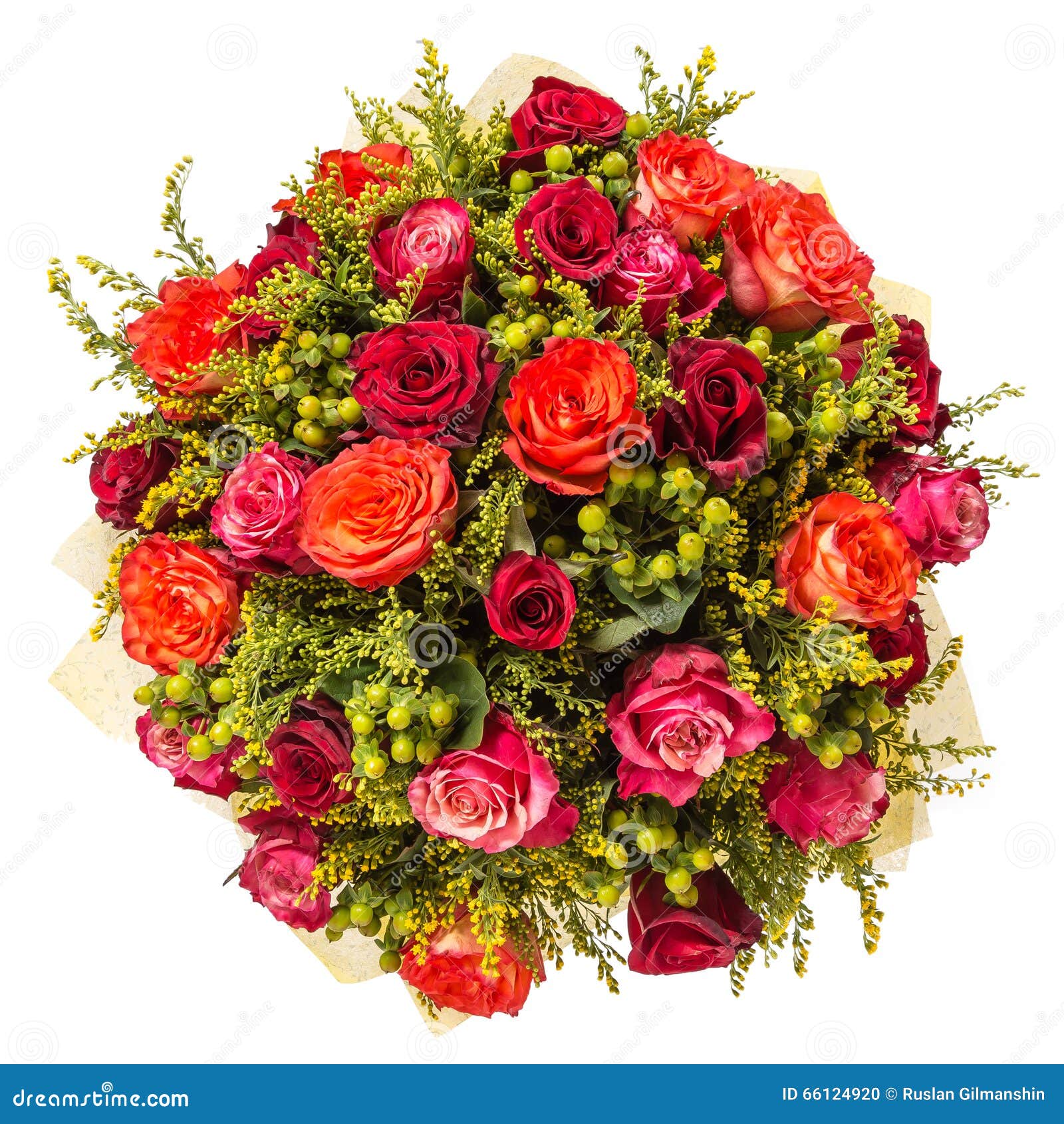 Bouquet of Flowers Top View Isolated on White Stock Photo - Image of ...