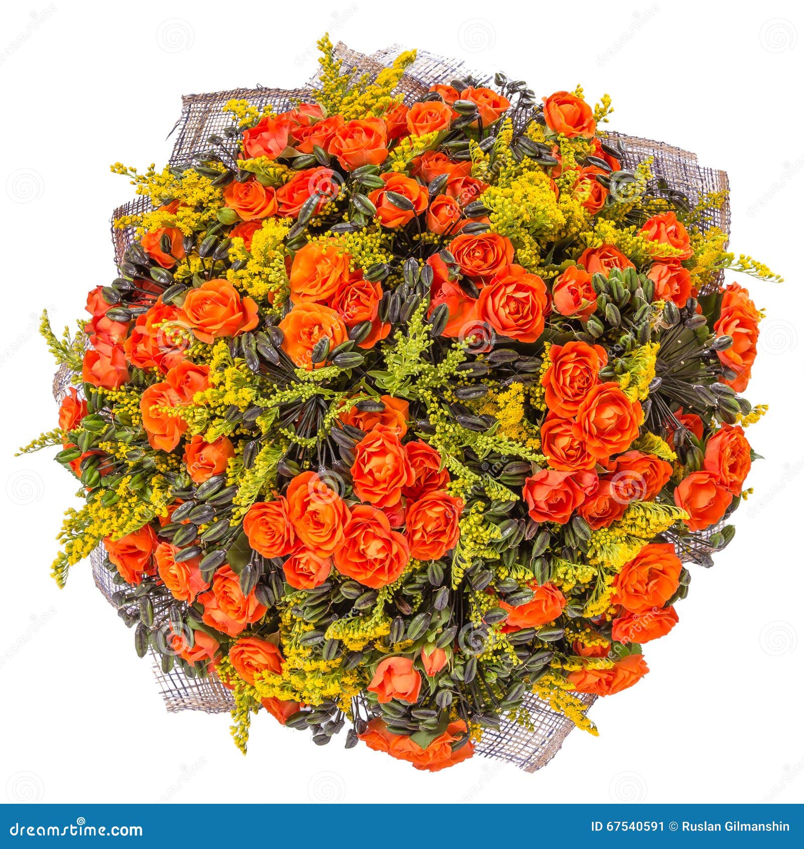 Bouquet of Flowers Top View Isolated on White Stock Image - Image of ...