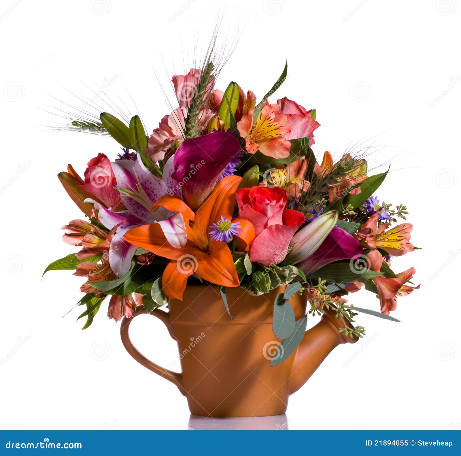 Bouquet of Flowers in Watering Can Stock Image - Image of bloom ...