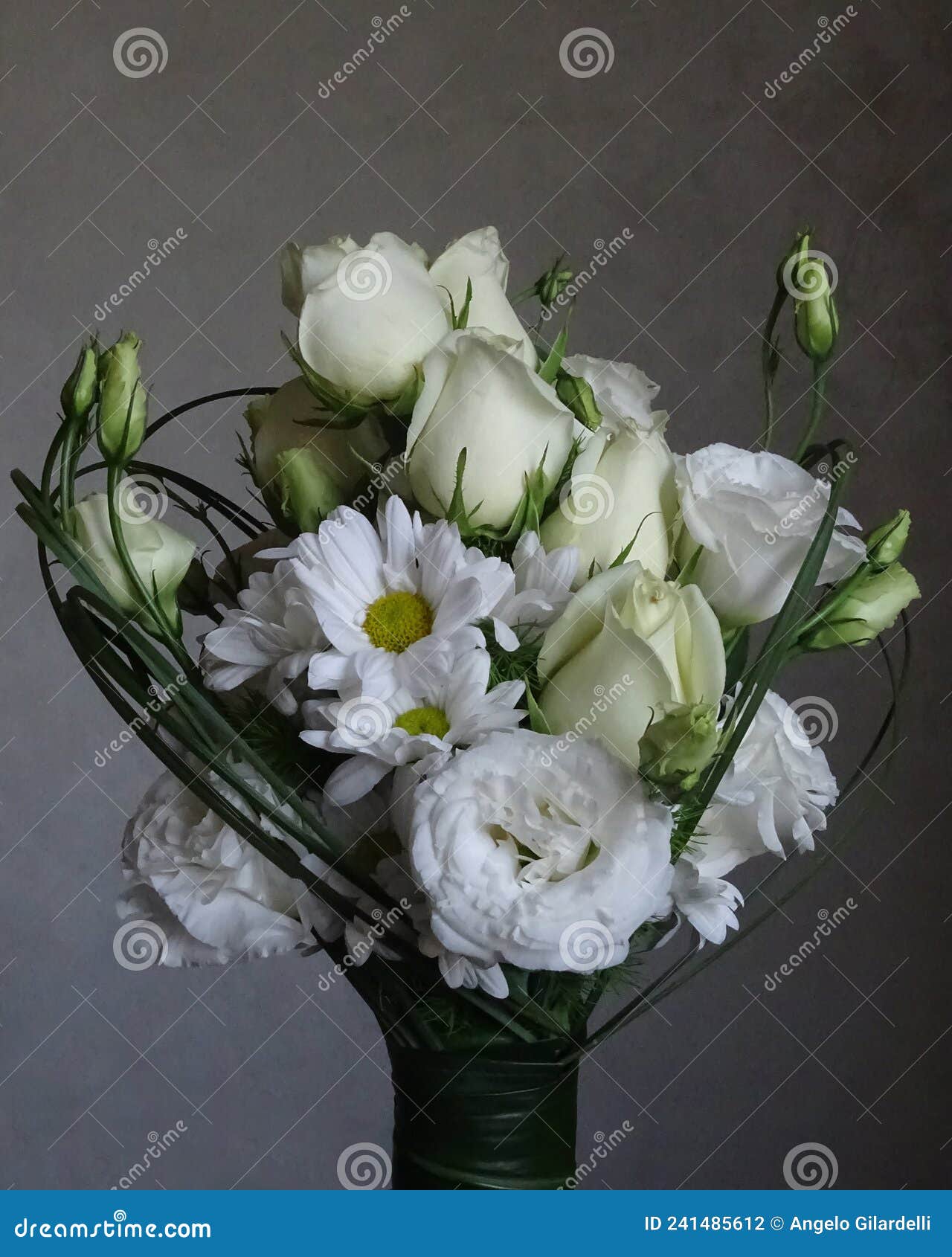 Bouquet of Flowers with White Roses Stock Photo - Image of vase ...