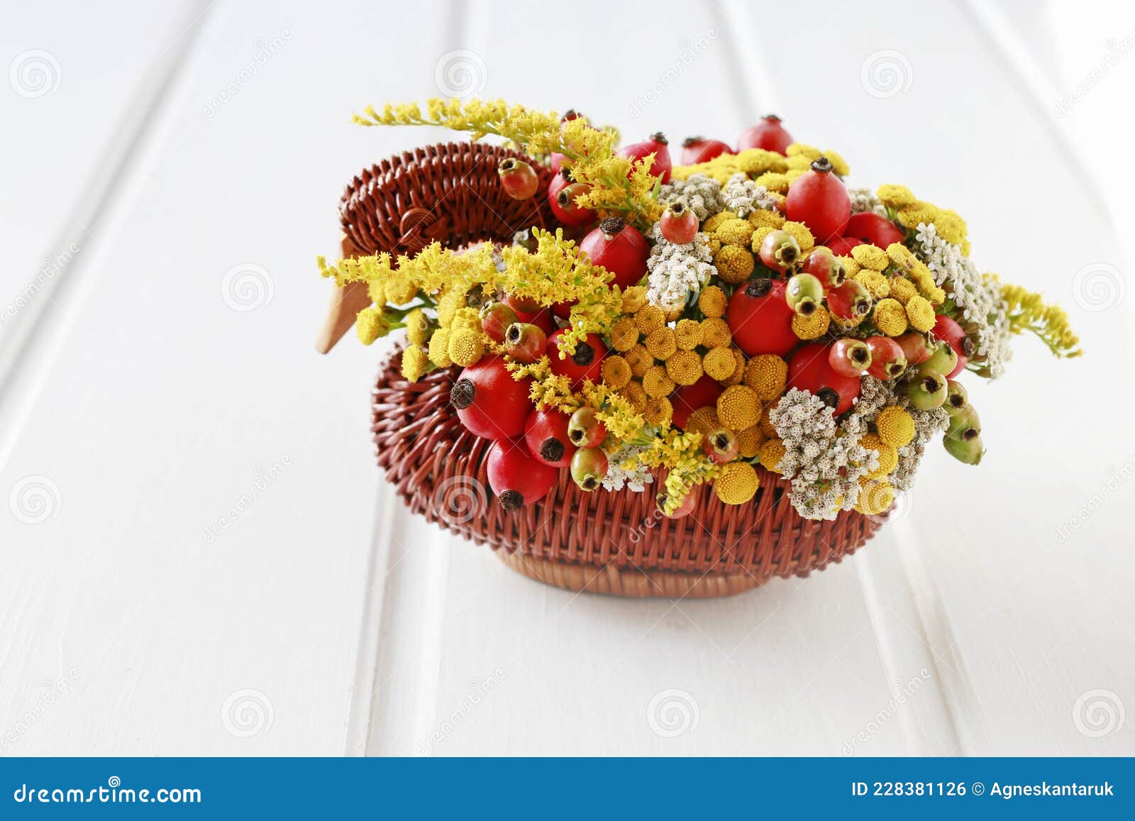 Bouquet of Flowers in Wicker Goose Stock Photo - Image of centerpiece ...