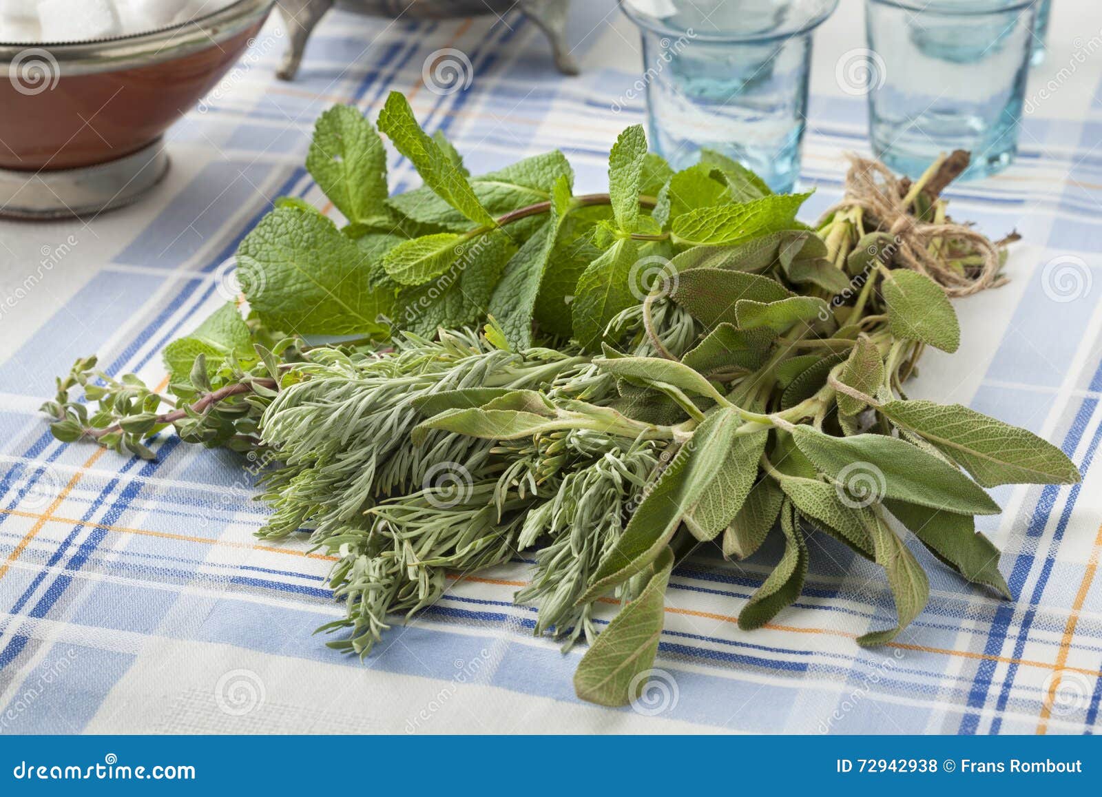 Bouquet of Fresh Moroccan Herbs Stock Photo - Image of mint, artemisia ...
