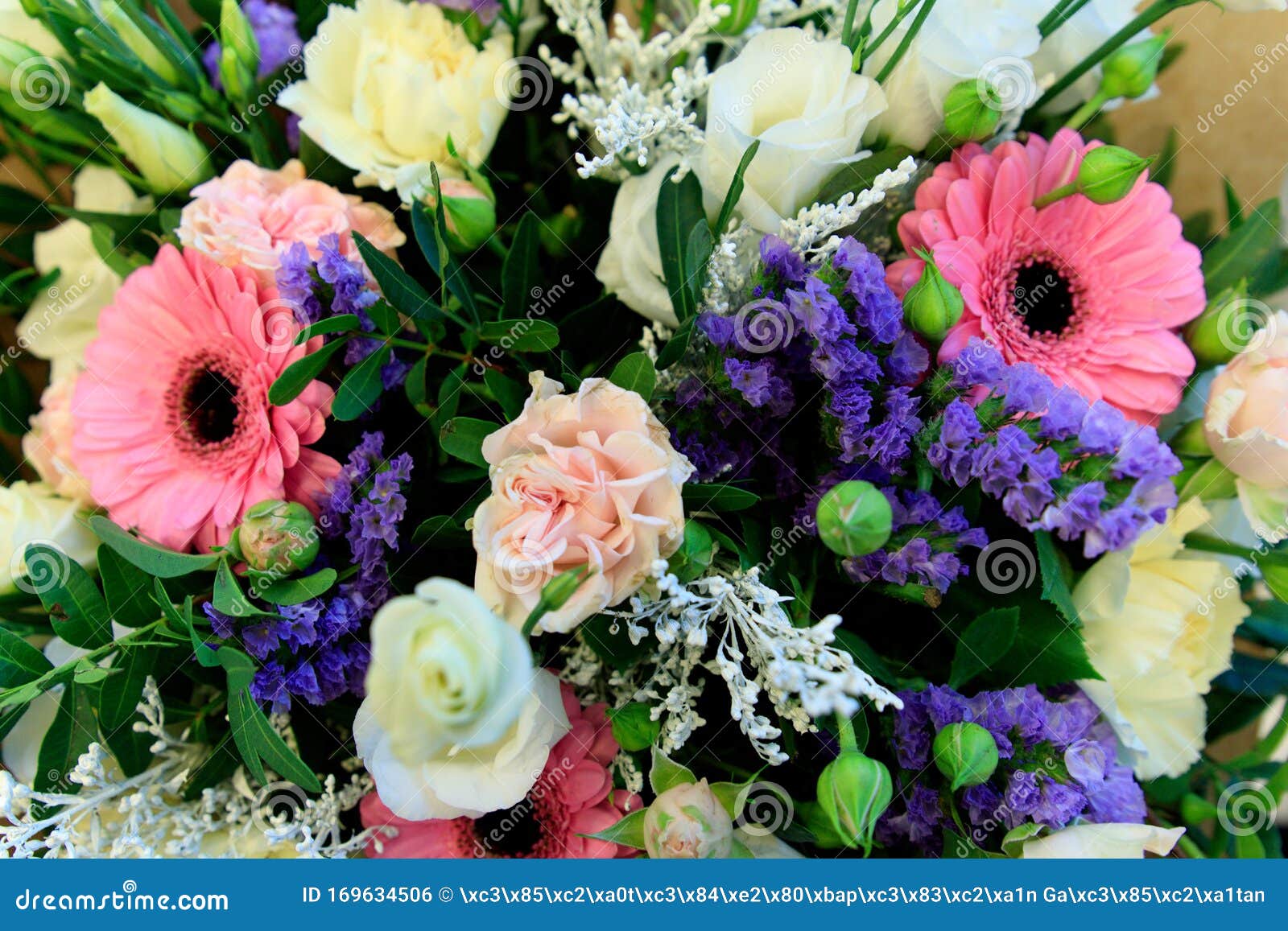 Bouquet Full of Fresh Spring Flowers Detail Stock Photo - Image of gift ...