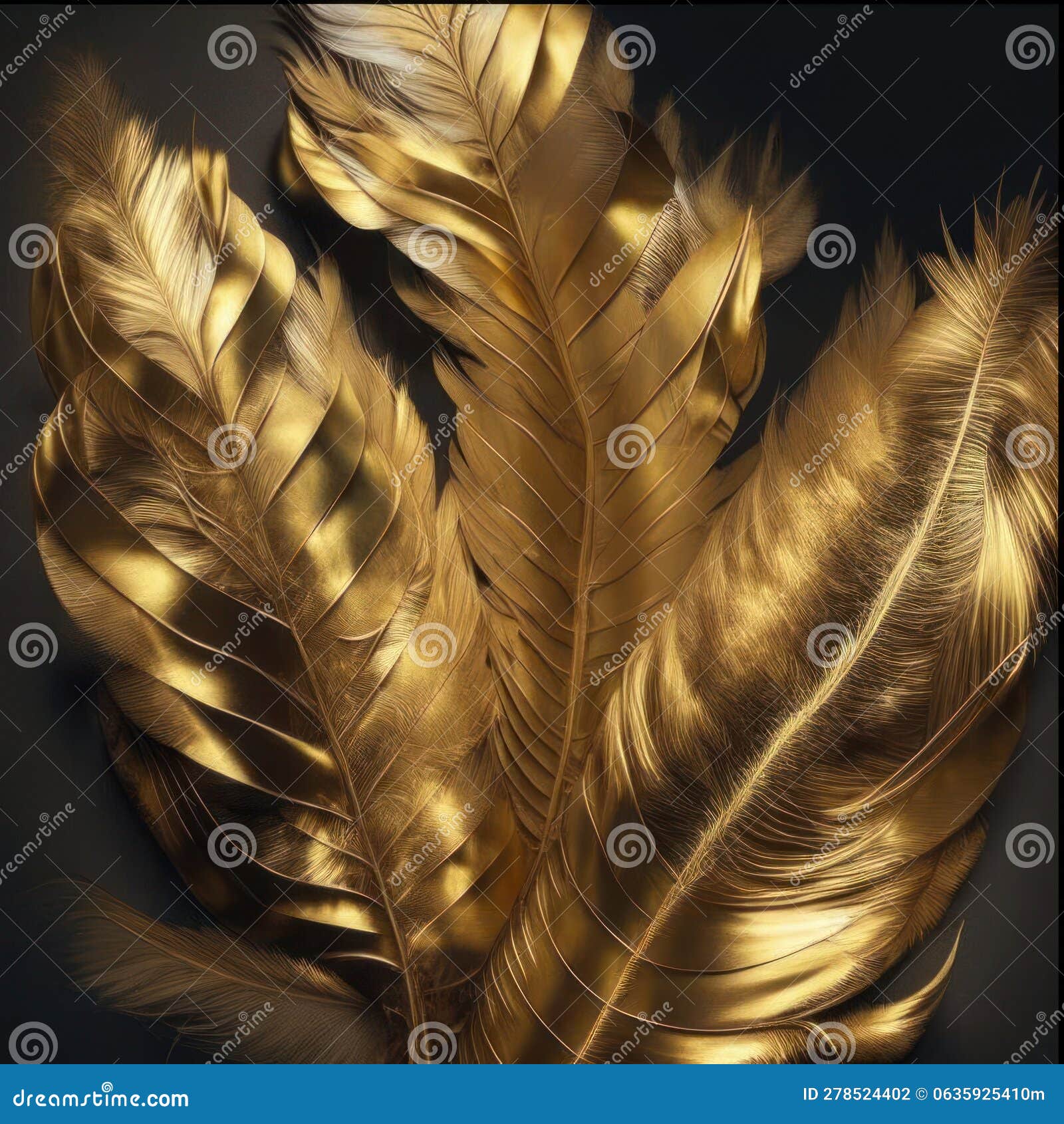 Bouquet of Golden Feathers. Stock Illustration - Illustration of ...