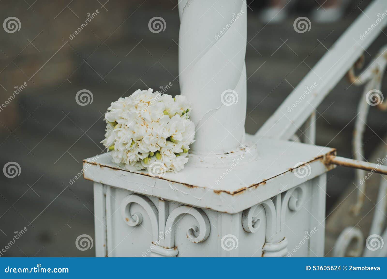 Bouquet on a handrail stock photo. Image of green, pattern - 53605624
