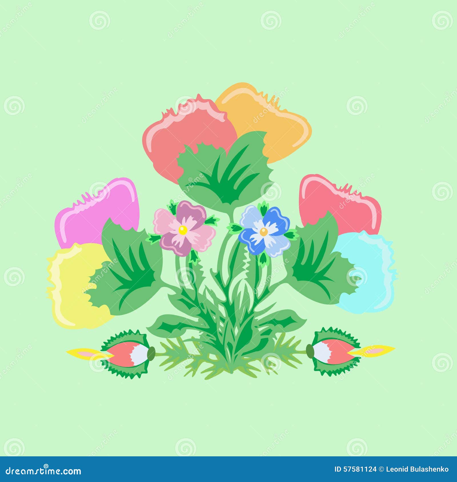 Bouquet imaginary flowers stock vector. Illustration of gift - 57581124