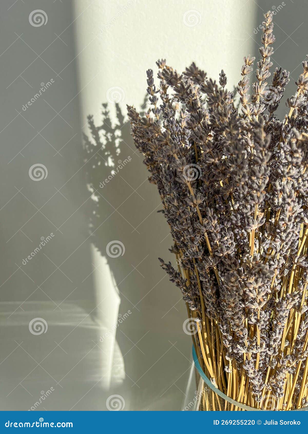 Bouquet of Lavender in a Glass Vase Stock Photo - Image of wood, wall ...
