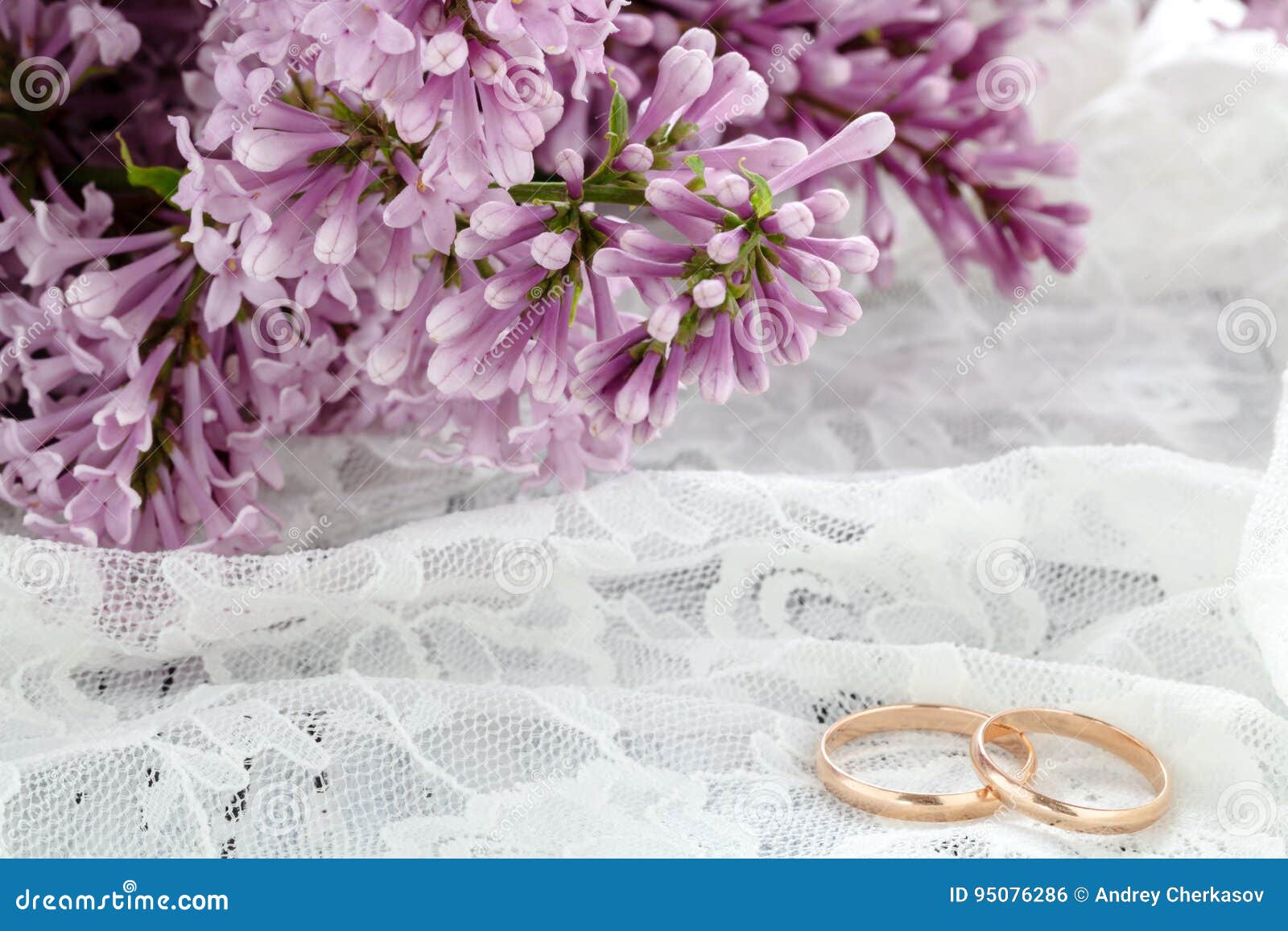 Bouquet of Lilac on Which Wedding Rings Stock Photo - Image of lilac ...