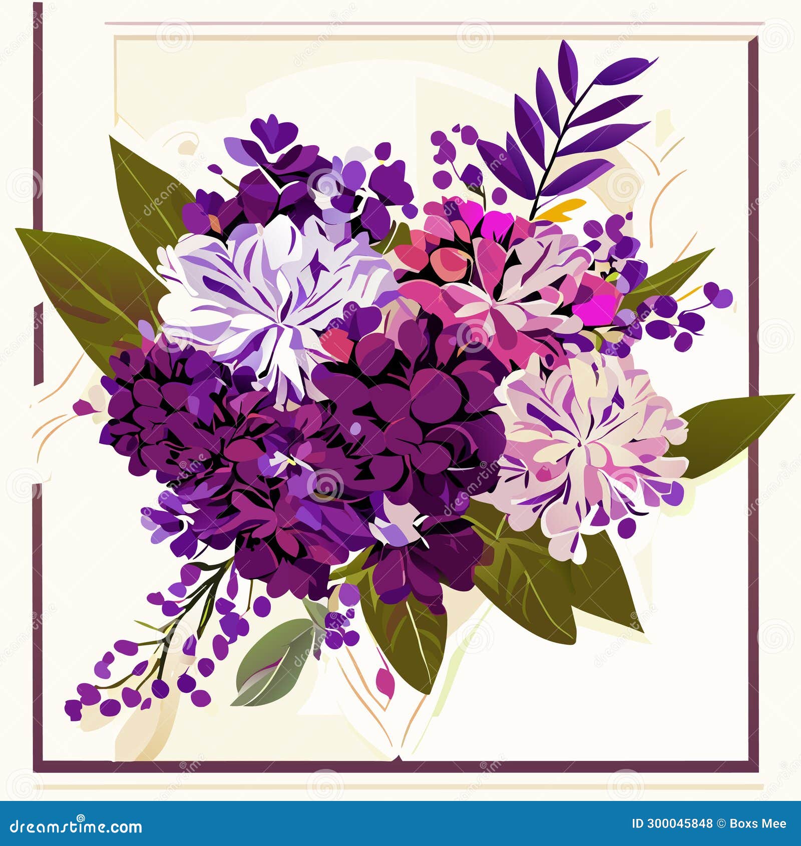 Bouquet of Lilacs in a Square Frame. Vector Illustration Stock Vector ...