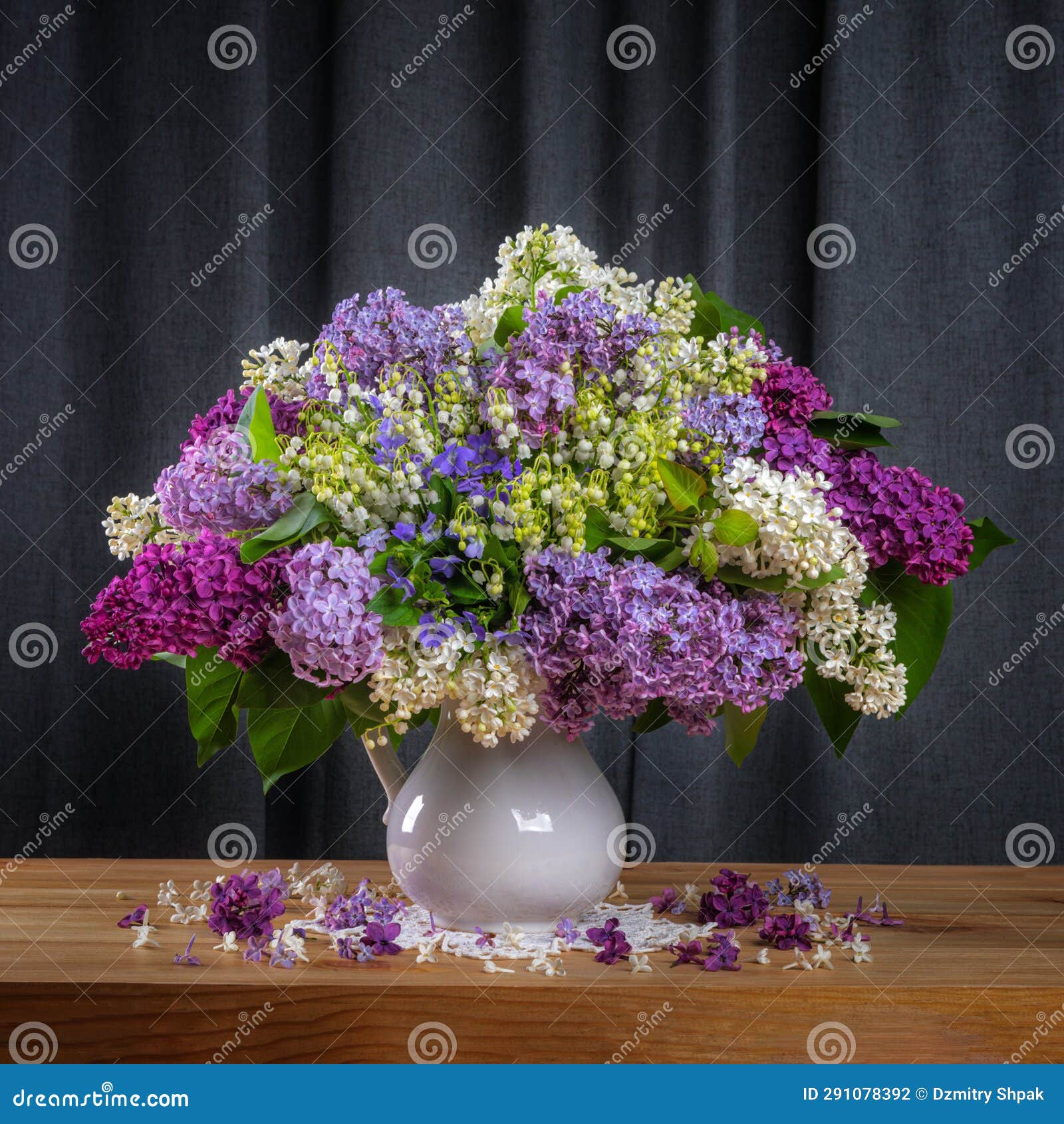 Bouquet of Lilacs in a Vase on a Dramatic Background Stock Photo ...
