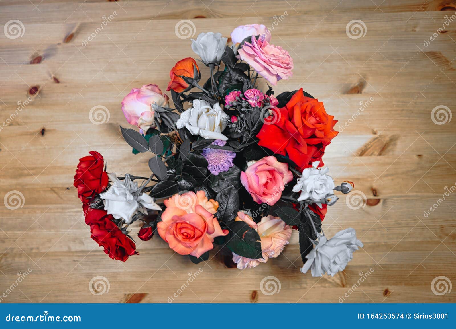 Bouquet of Multi Colored Roses Stock Photo - Image of decor, isolated ...