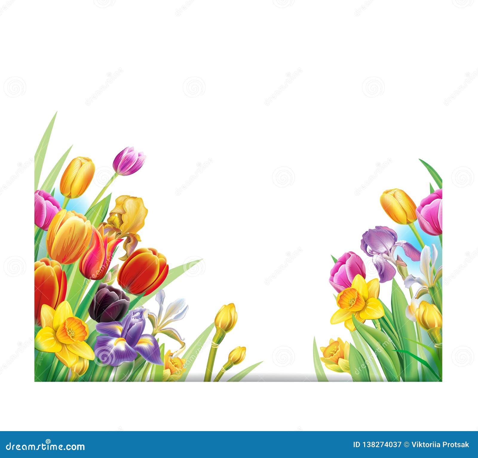 Bouquet with Multicolor Spring Flowers Stock Vector - Illustration of ...