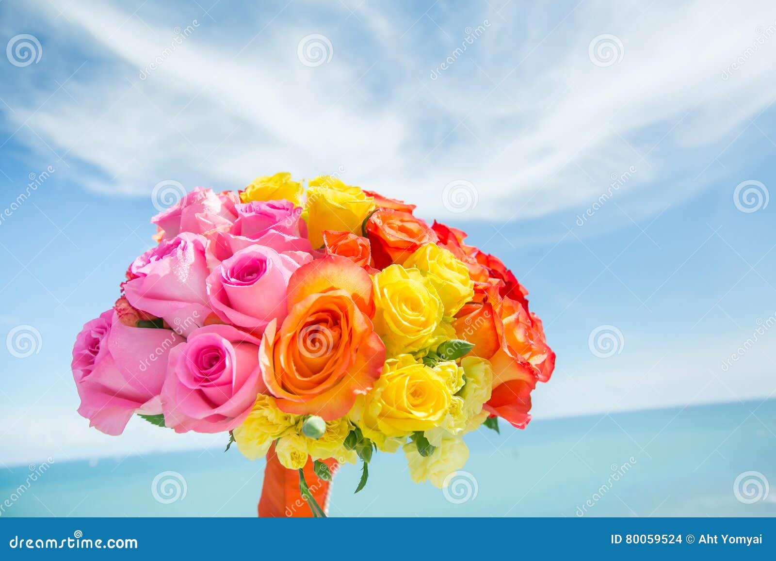 Bouquet of Multicolored Roses for Wedding Ceremony Stock Photo - Image ...