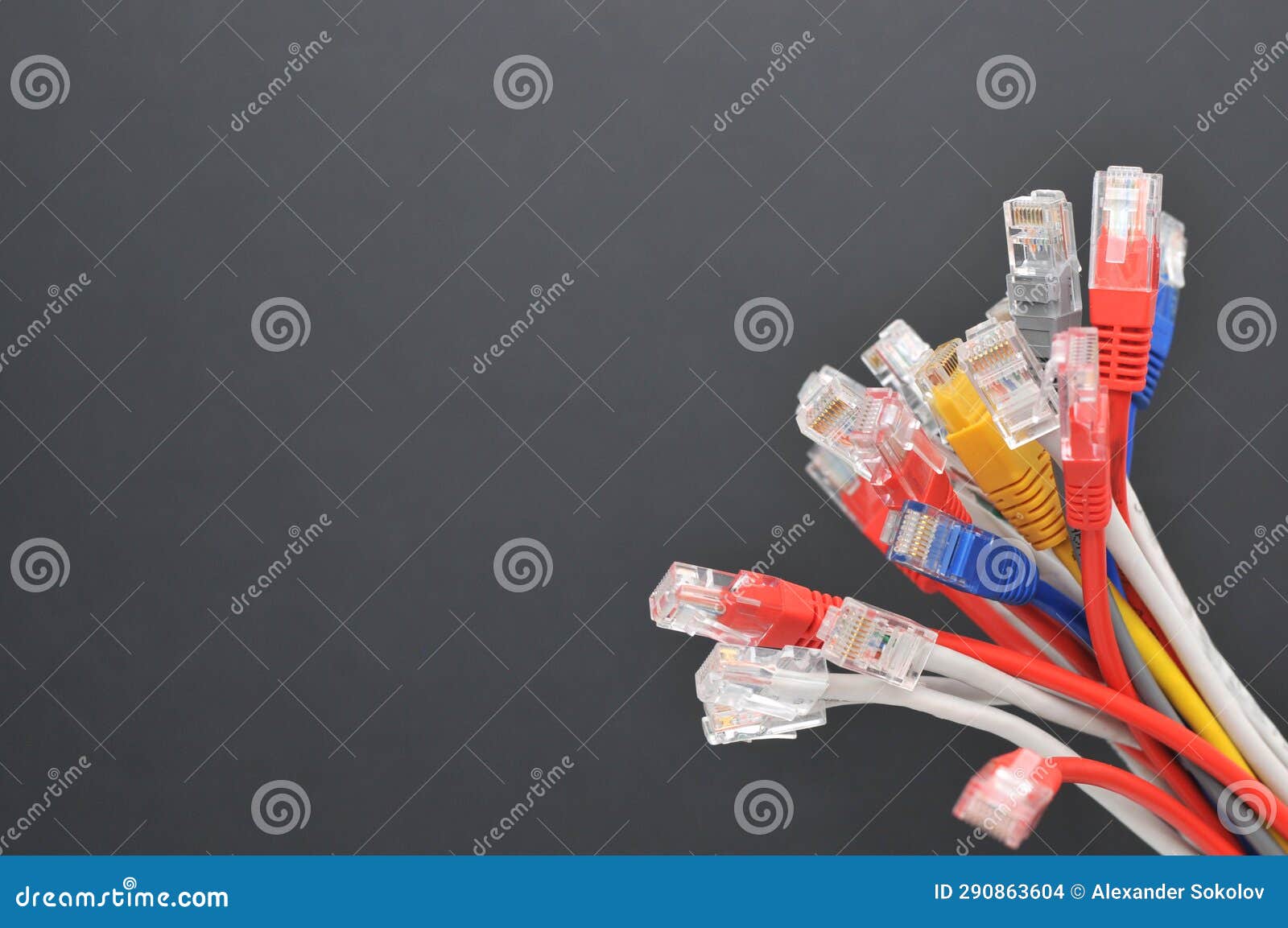Bouquet of Network Internet Cable Isolated on Black Background Stock ...