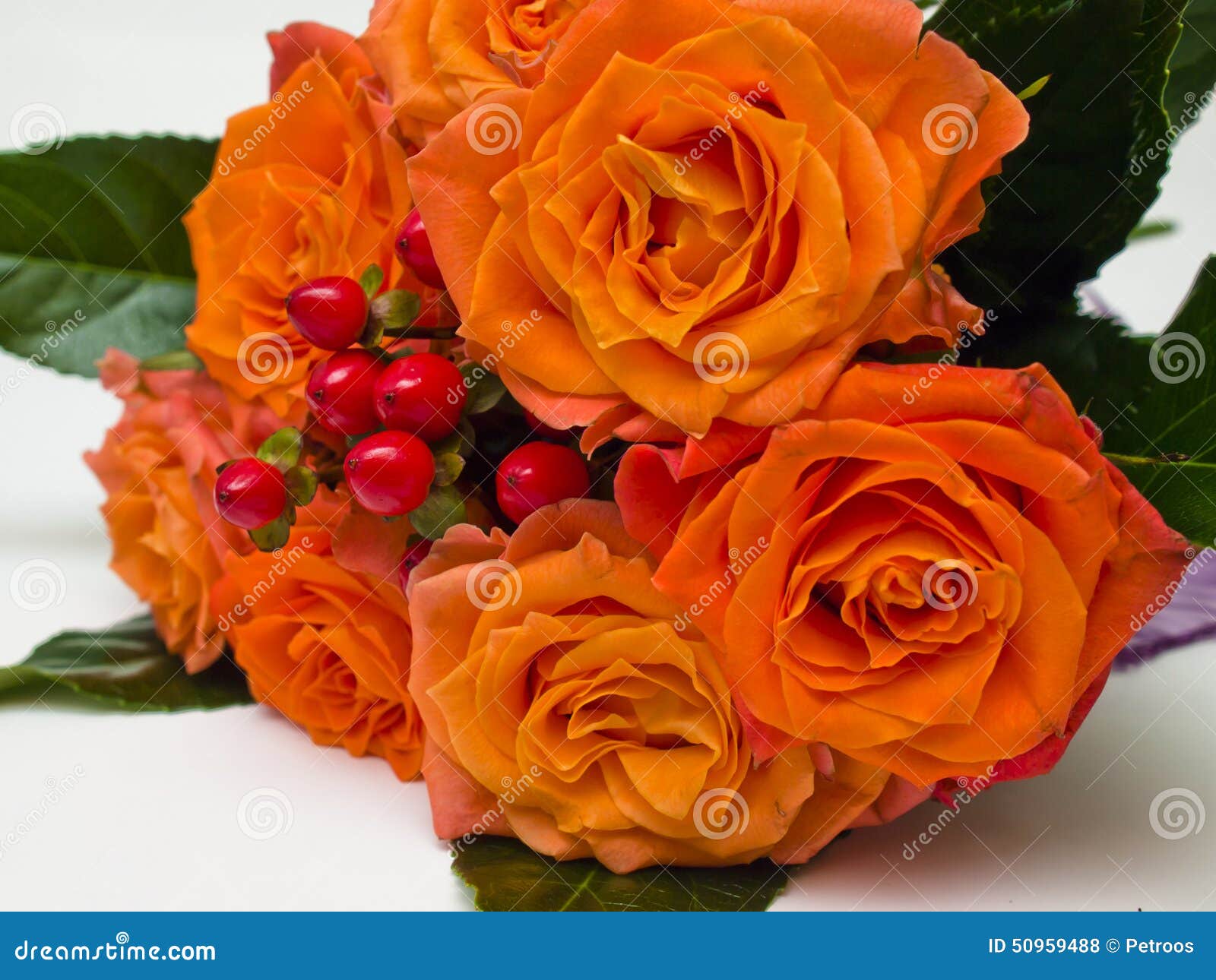 Bouquet of orange roses stock photo. Image of bunch, roses - 50959488