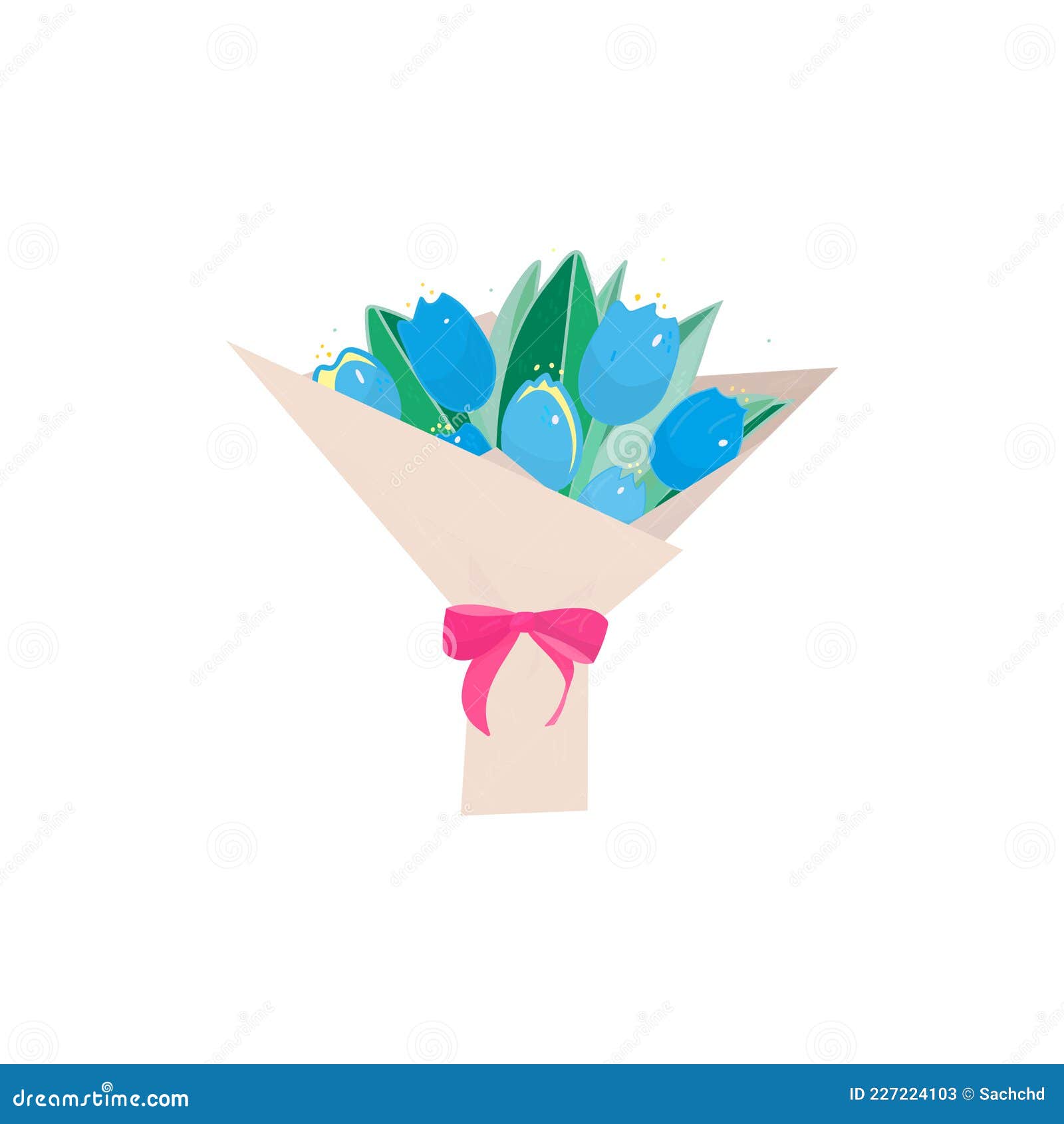 Bouquet in Paper Wrapper Vector Illustration Stock Illustration ...