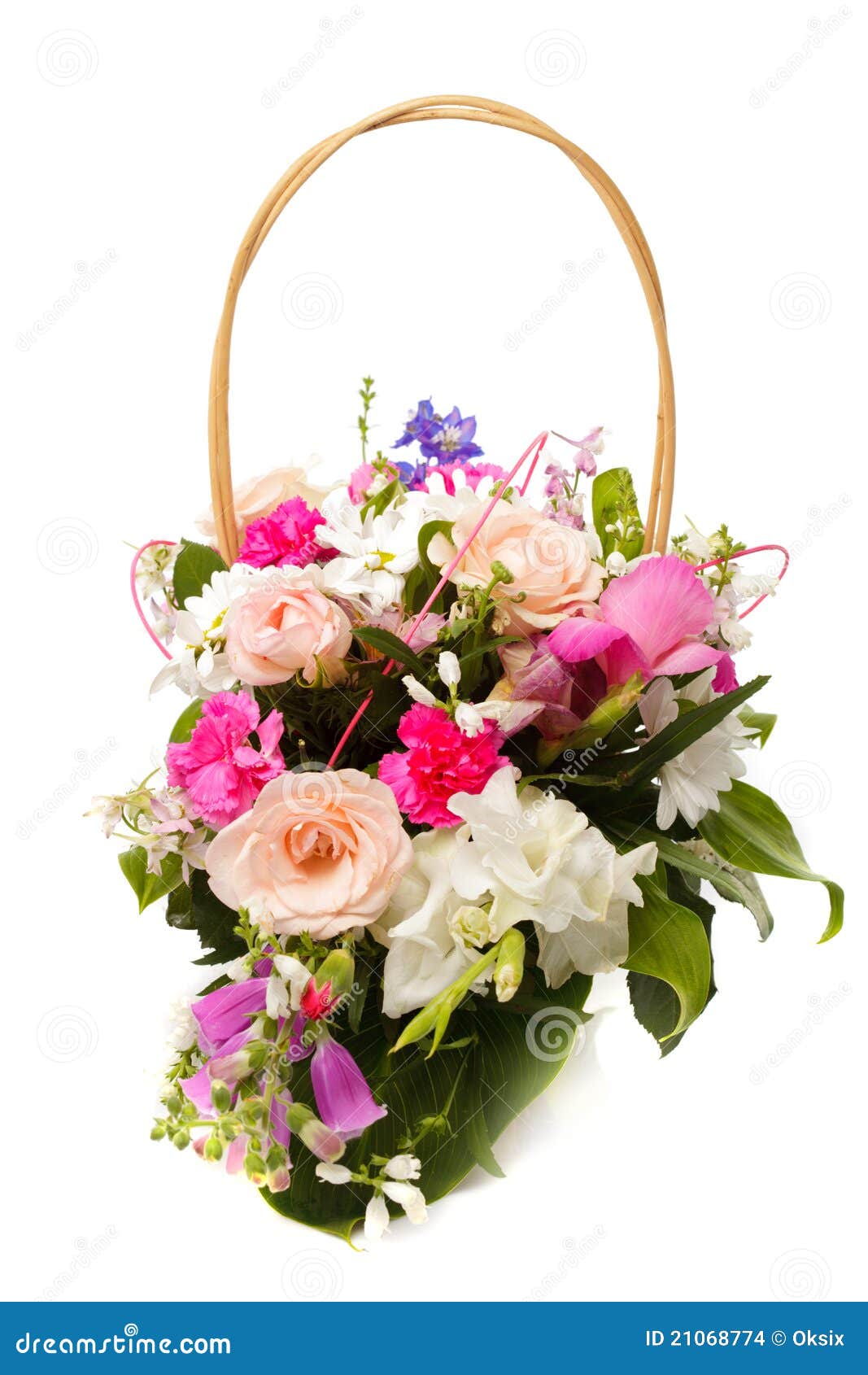 Bouquet pink in basket stock photo. Image of leaf, bunch - 21068774