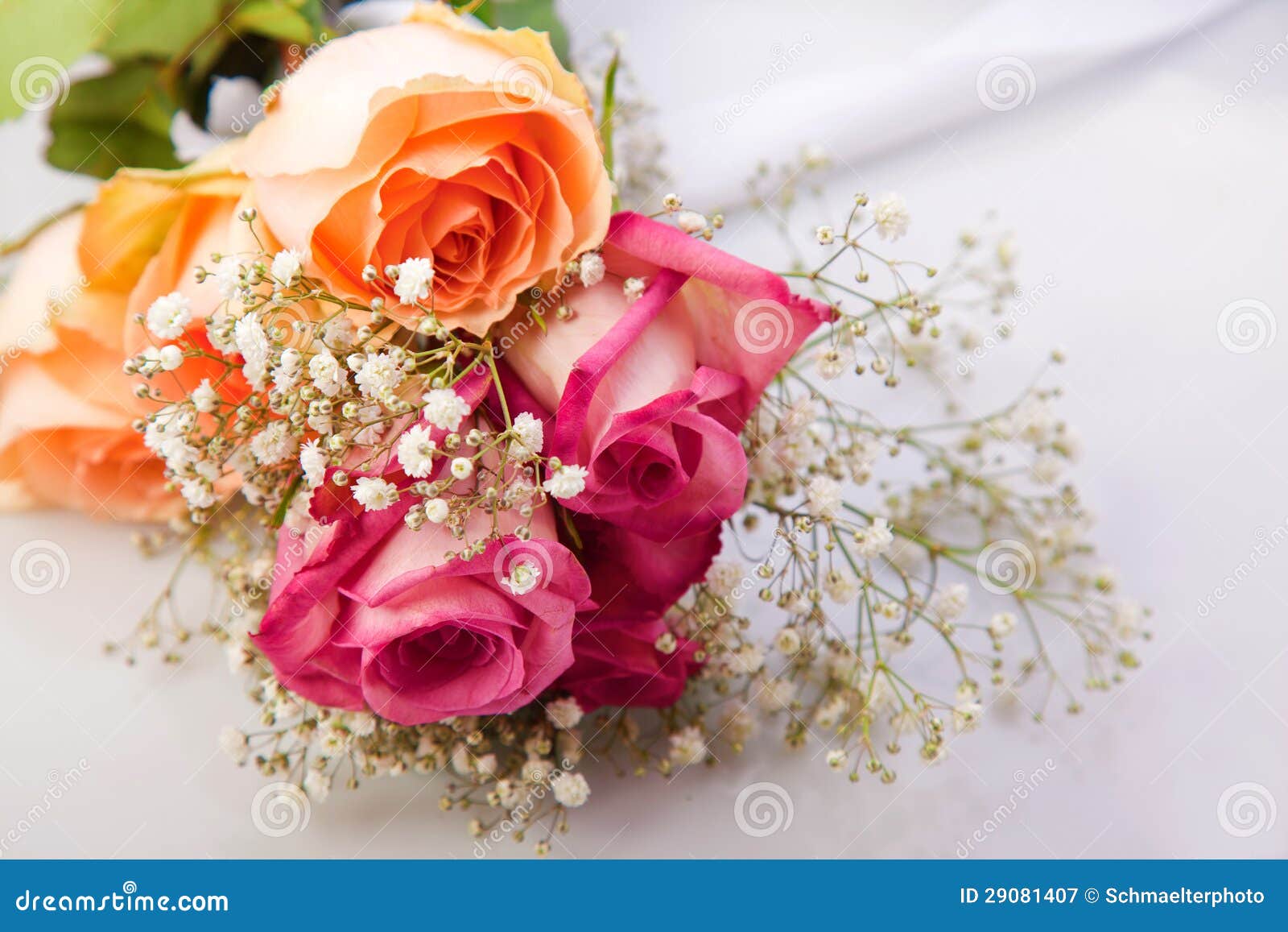 Bouquet with Pink and Orange Roses Stock Image - Image of rose, nature ...