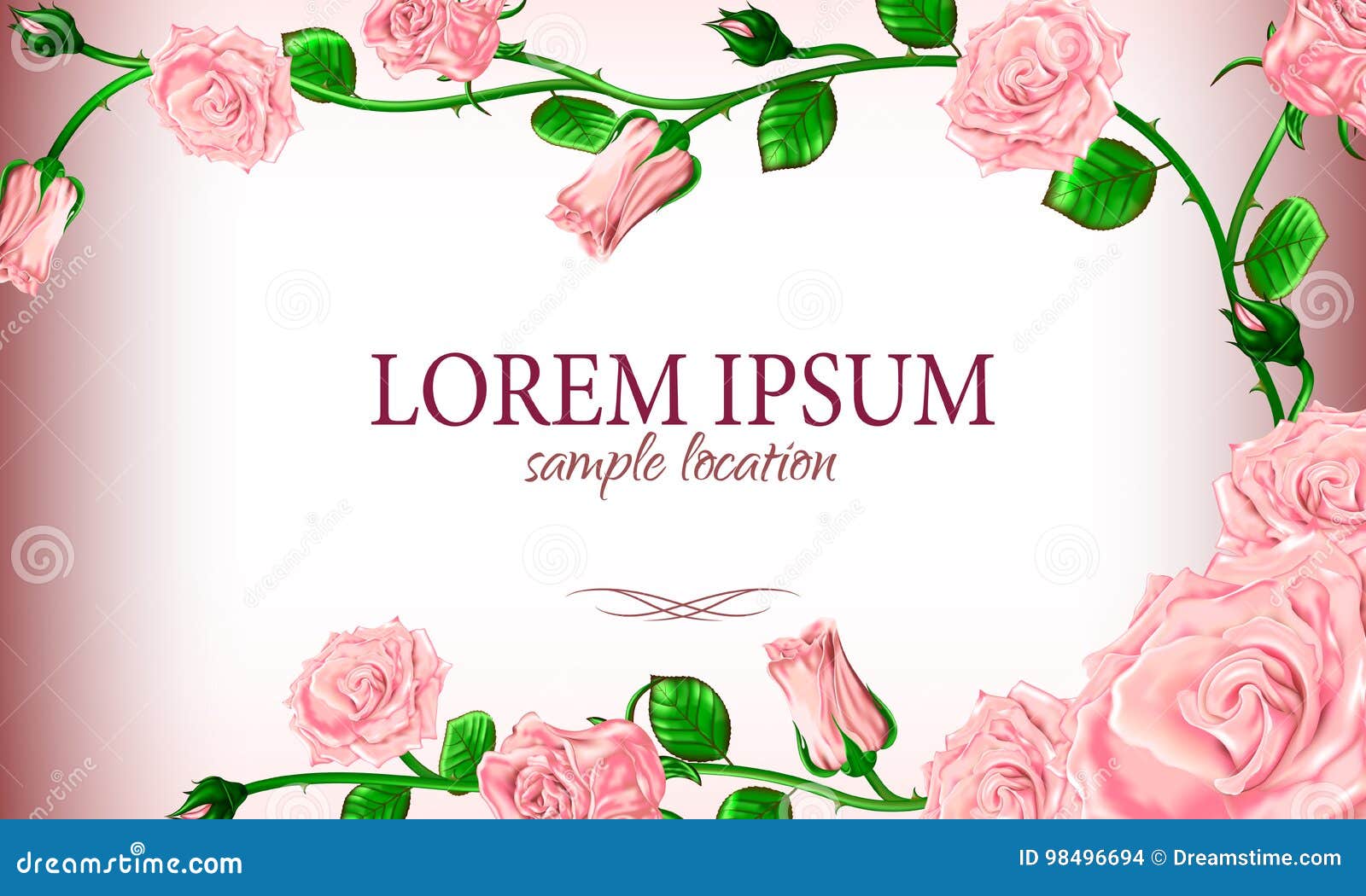 Bouquet of Pink Roses with the Text on the Card or Invitation.Vector ...