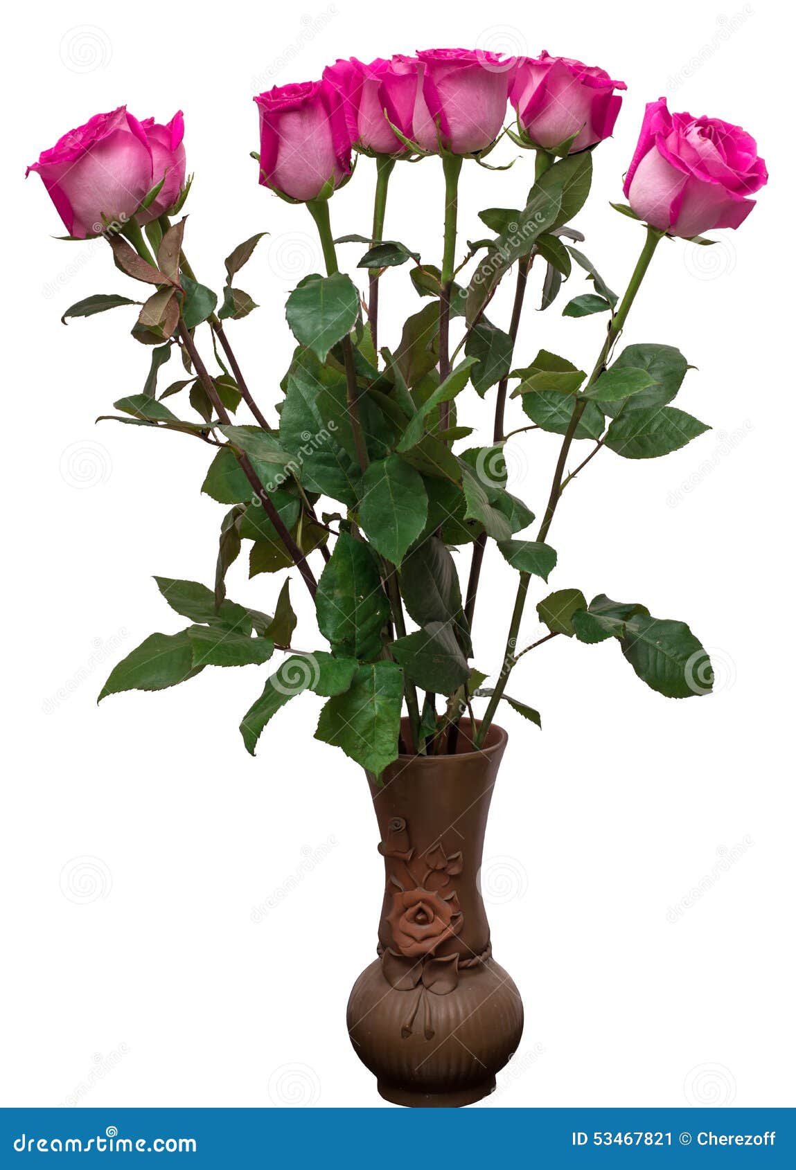 Bouquet of Pink Roses in Vase Stock Image - Image of beautiful, closeup ...