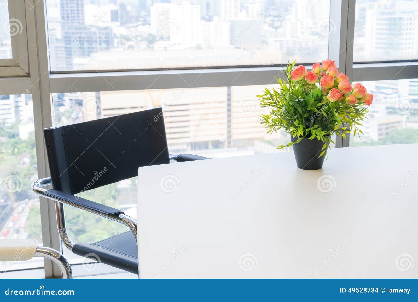 Bouquet of Plastic Flowers Placed on the Desk Stock Photo - Image of ...