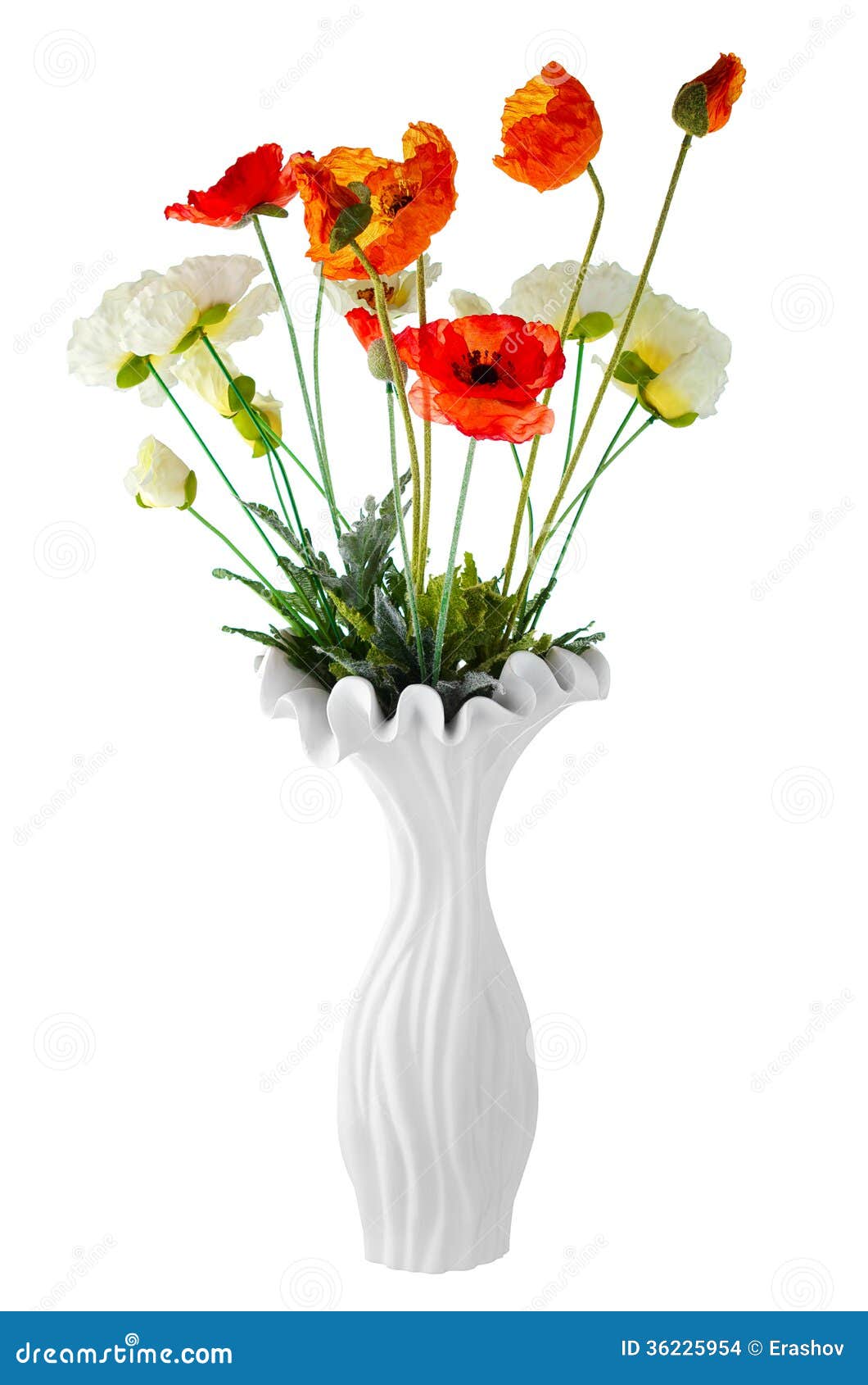 Bouquet of Poppies in White Vase Stock Photo - Image of flora, bouquet ...