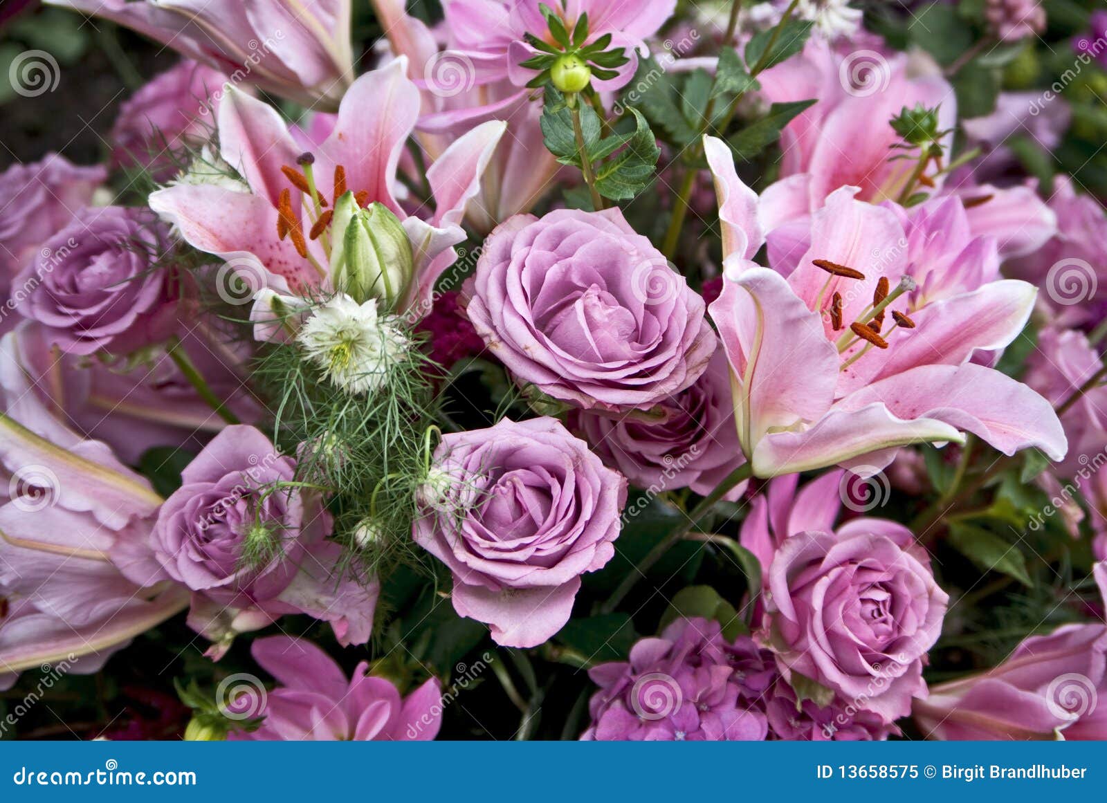 Bouquet with Purple Flowers Stock Image - Image of leaf, petal: 13658575