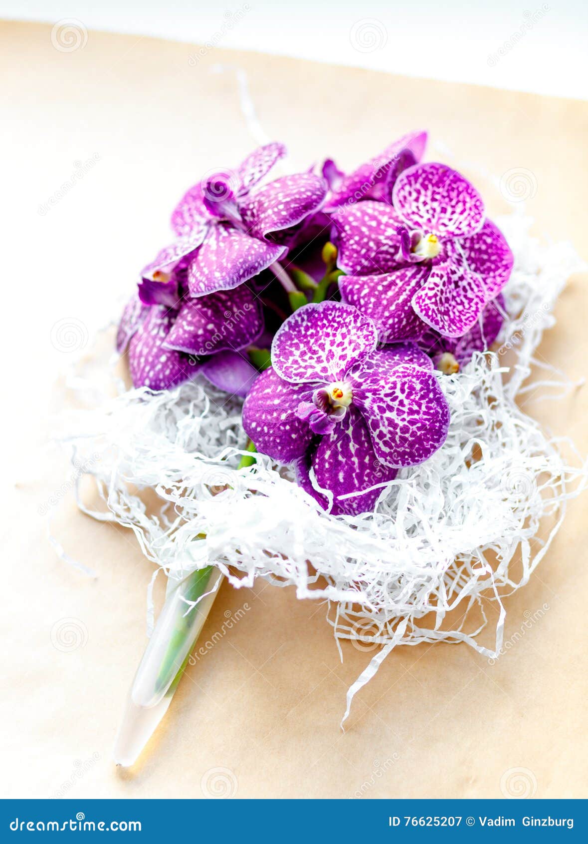 Bouquet of Purple Orchids on Craft Paper Stock Image - Image of romance ...