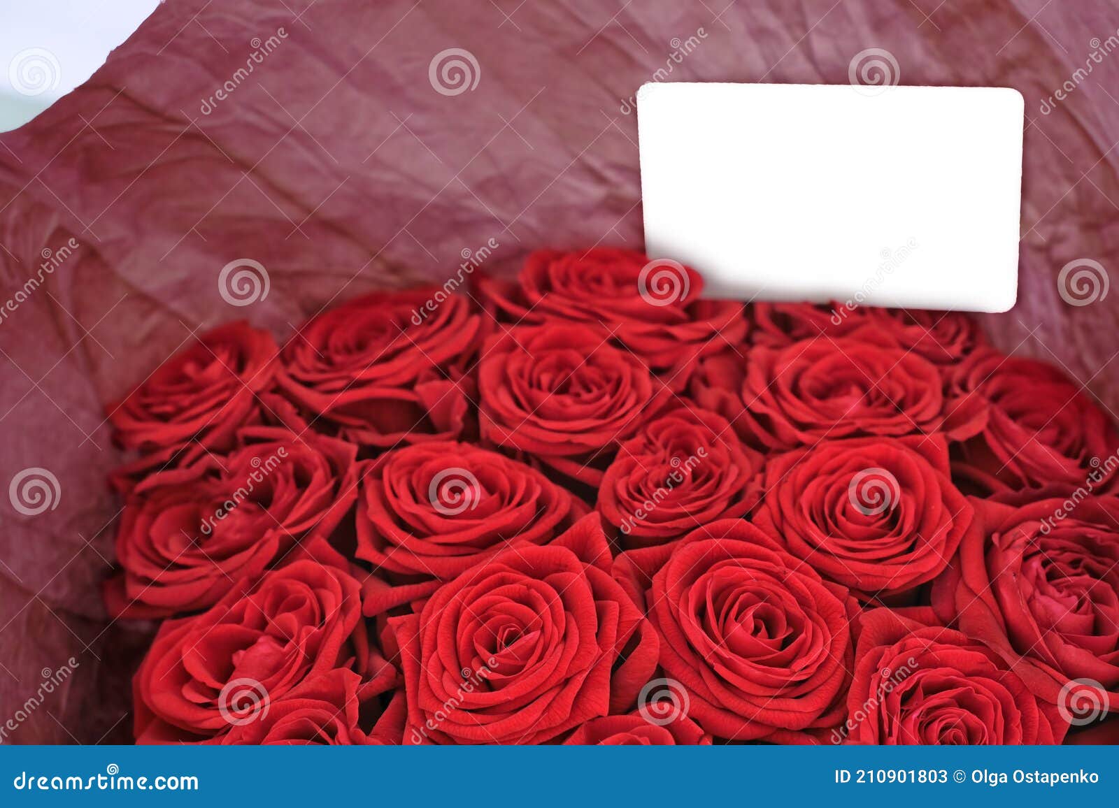 Bouquet of Red Roses with Blank Message Sign for Your Text or Message ...