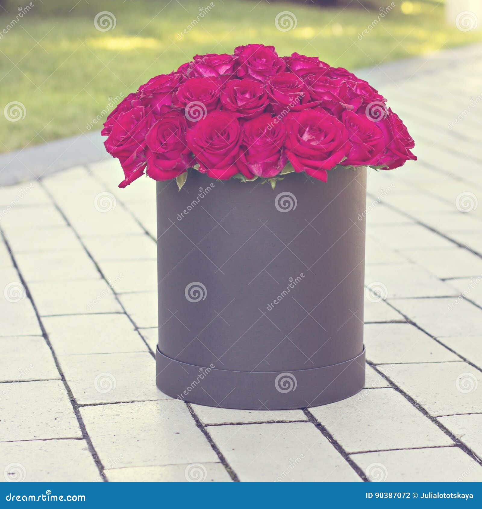 A Bouquet of Red Roses in a Box Stock Photo - Image of happiness, bunch ...