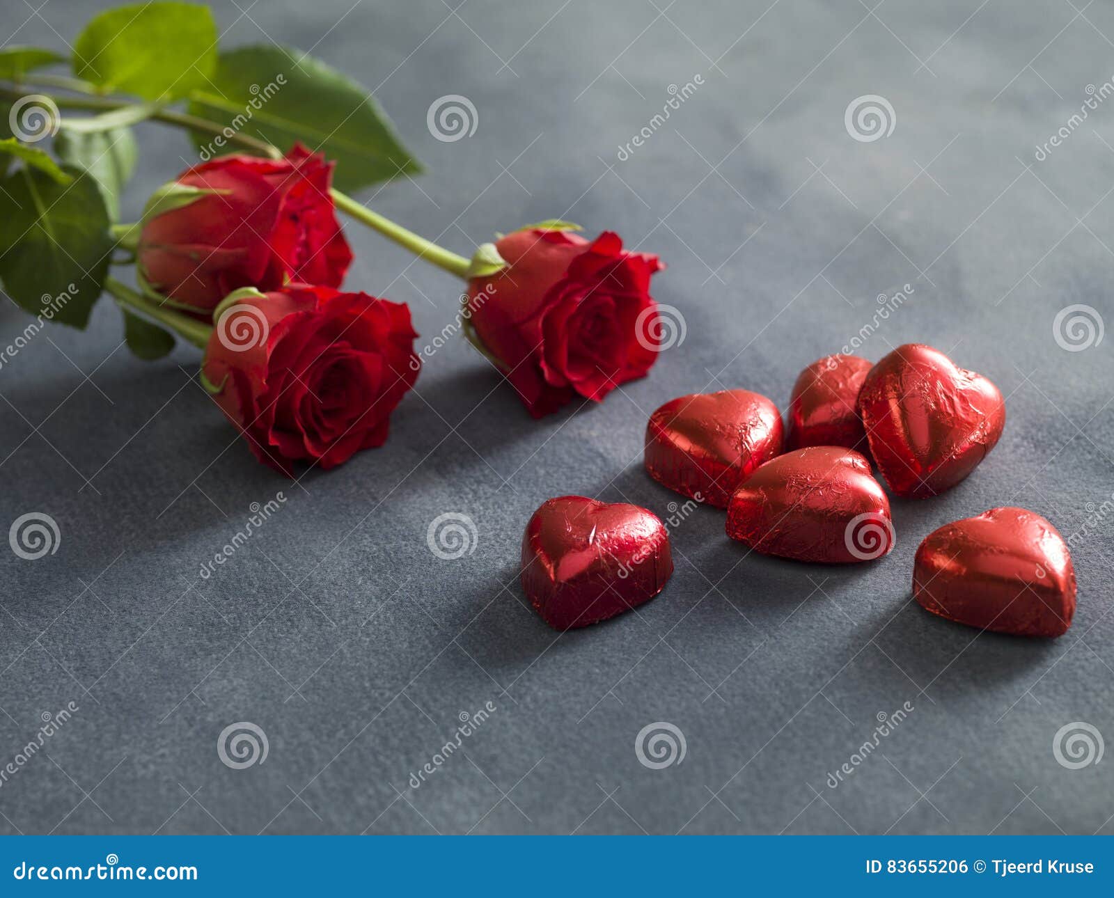 Bouquet of Red Roses and Hart Shaped Chocolates. Valentines Day Stock ...