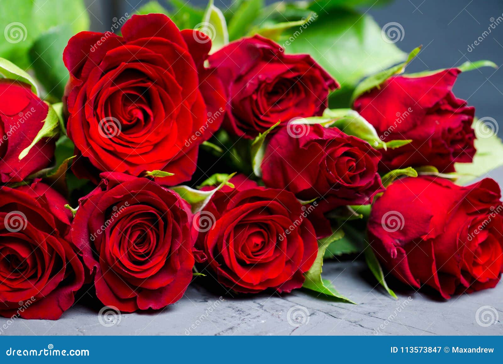 Bouquet with Red Roses on the Rustic Background Stock Image - Image of ...