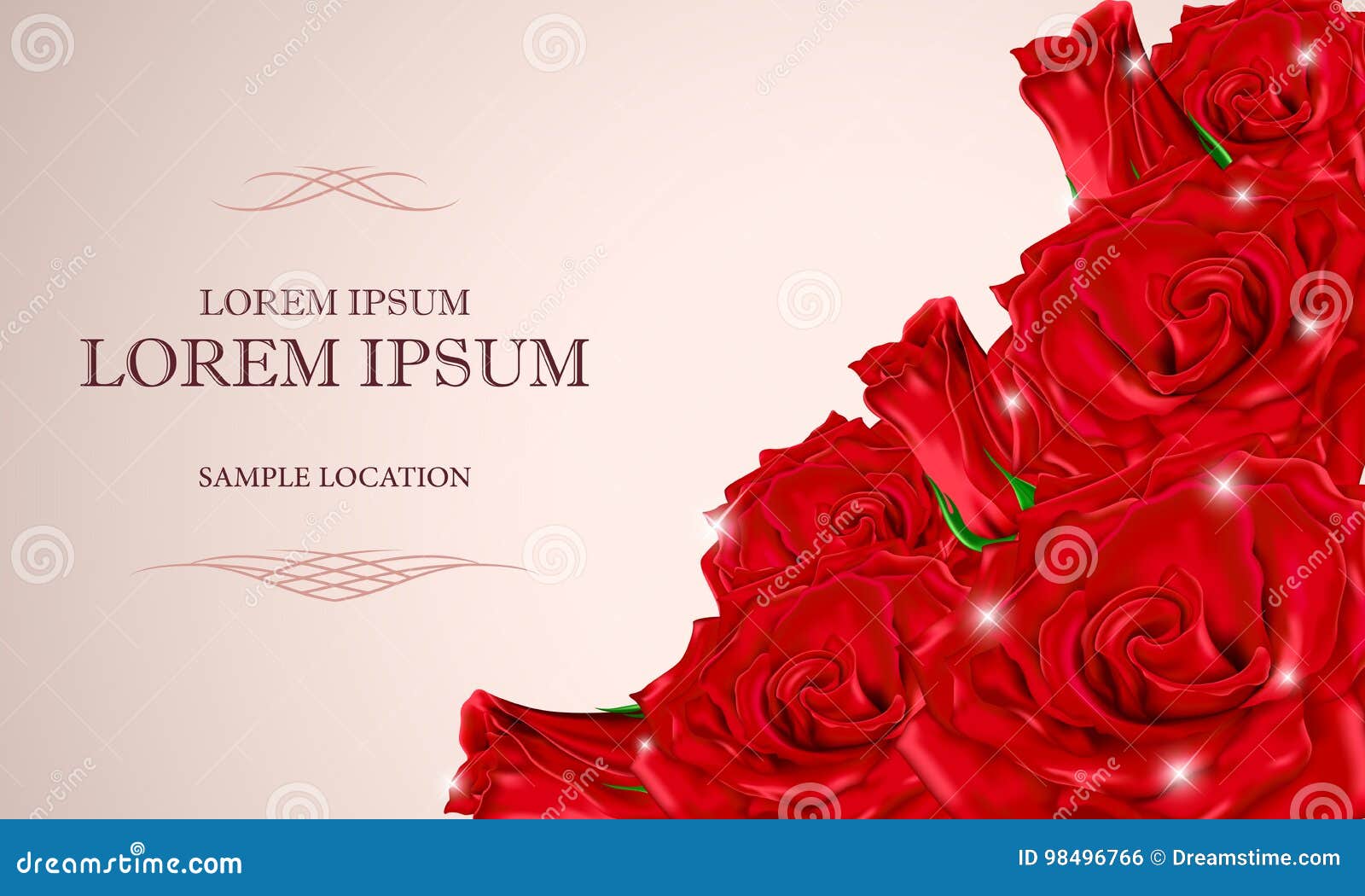 The Bouquet of Red Roses with the Text on the Card Stock Vector ...