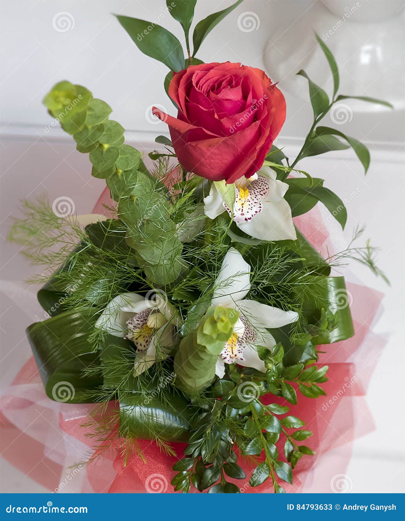 Bouquet of Red Roses and White Lilies Stock Image - Image of green ...