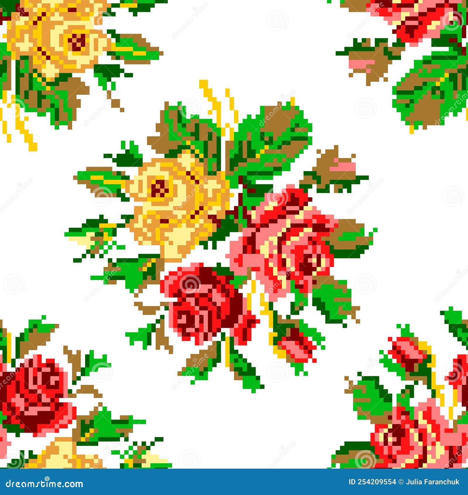 Bouquet of Roses Cross Stitch Pattern Stock Vector - Illustration of ...