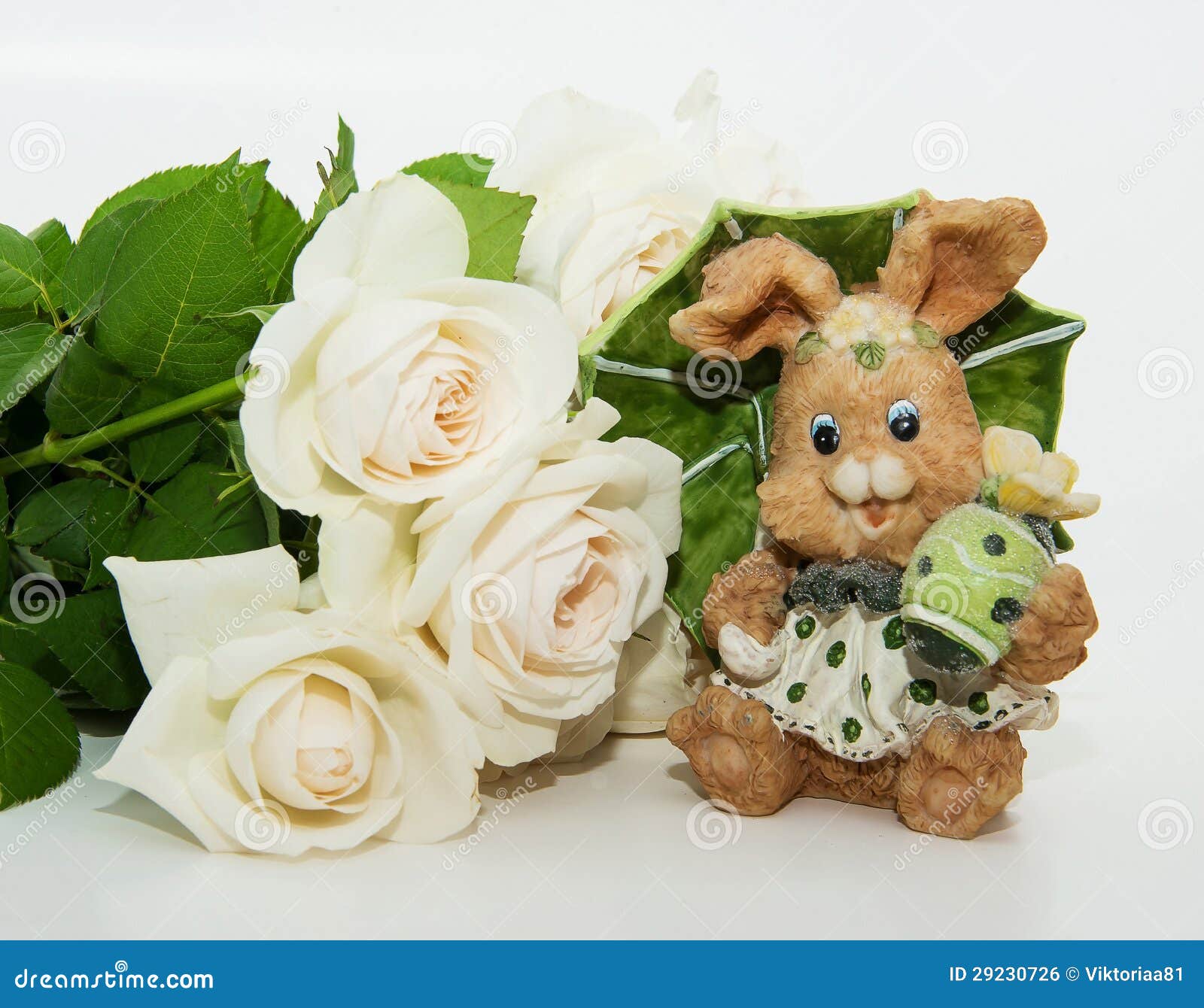 Bouquet of Roses with Easter Hare Stock Photo - Image of decoration ...