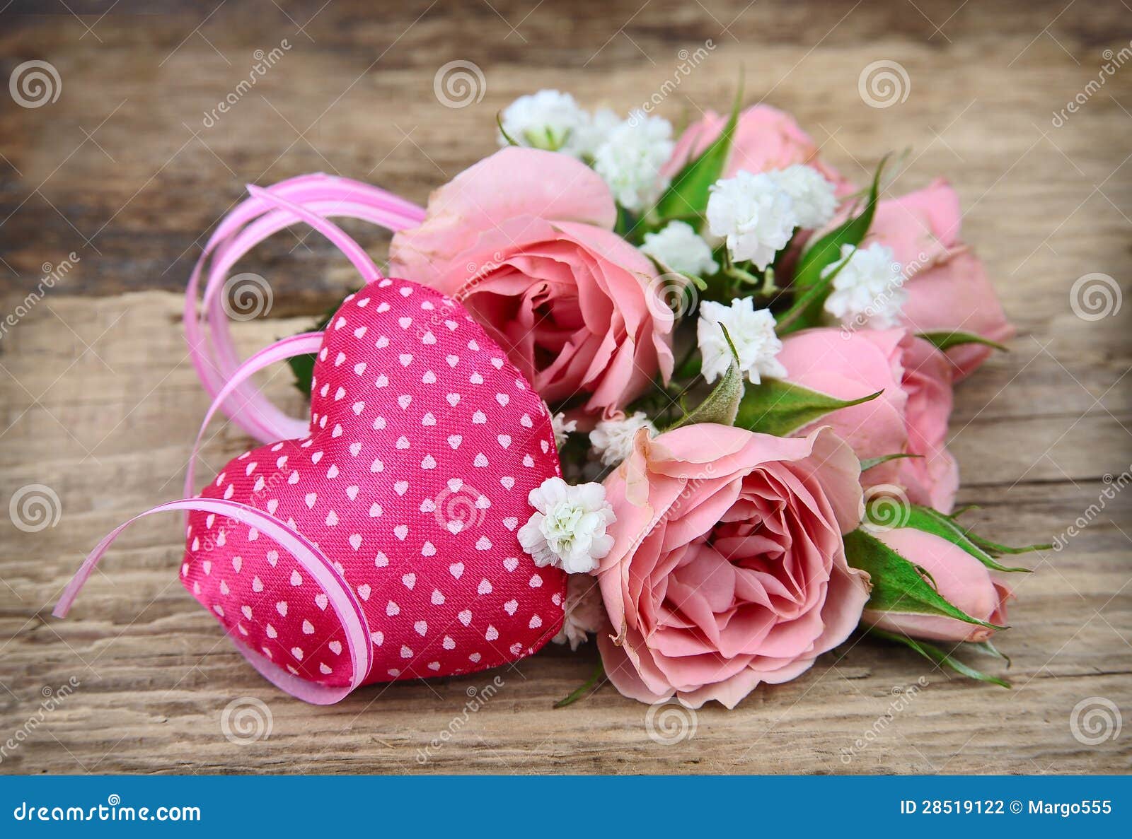 Bouquet of roses and heart stock photo. Image of plant - 28519122
