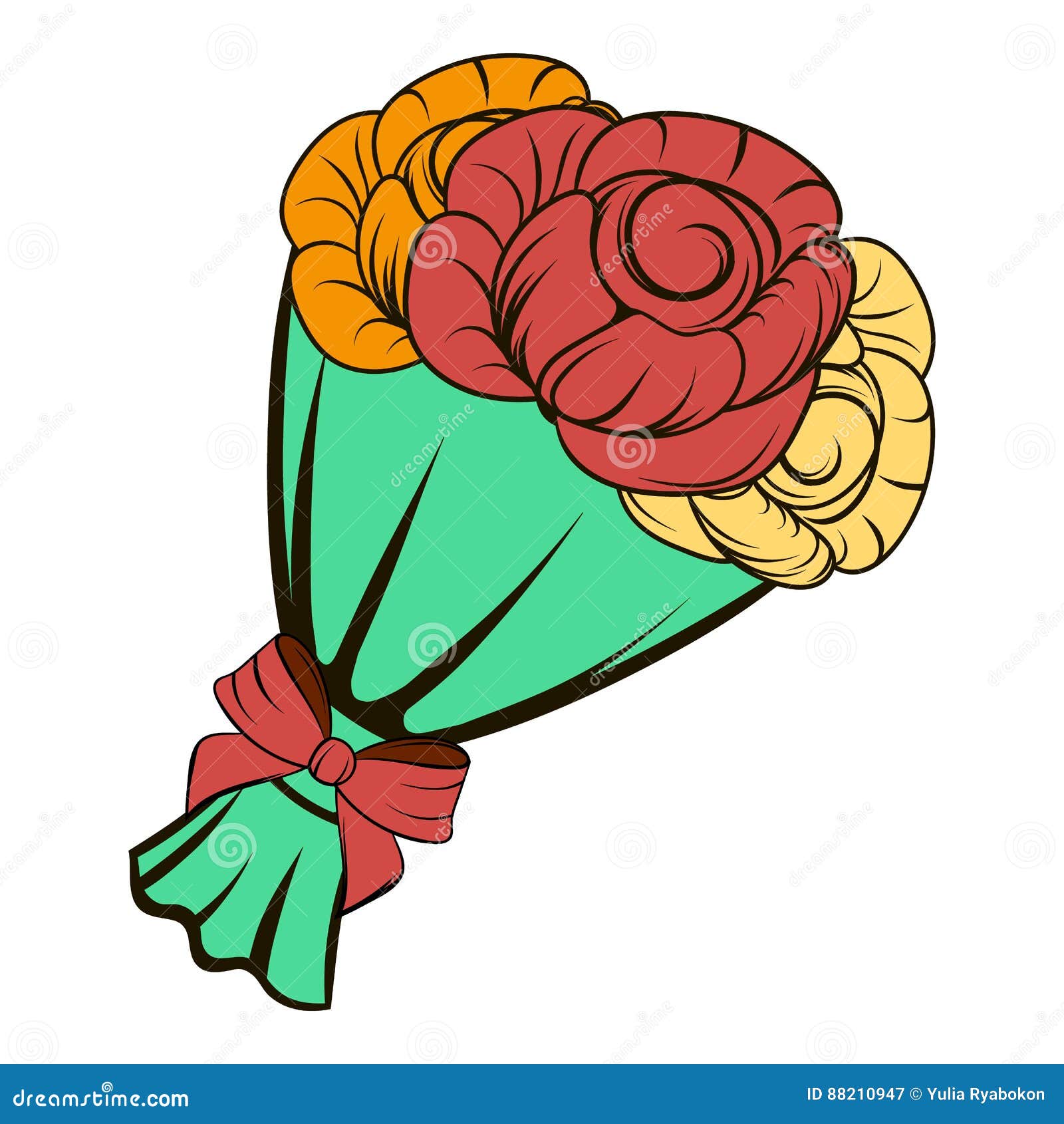 Bouquet of Roses Icon Cartoon Stock Vector - Illustration of fresh ...